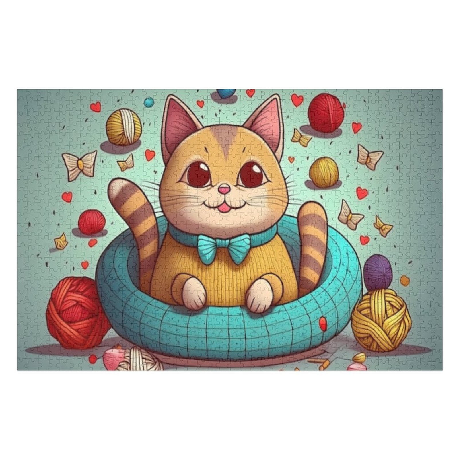 Puzzles for Adults 1000 Pieces - Charming Doodle Cute Chubby Cat With ...