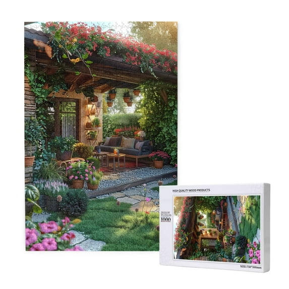 Puzzles for Adults 1000 Pieces - Charming Garden Patio 19.7" x 29.5 ...