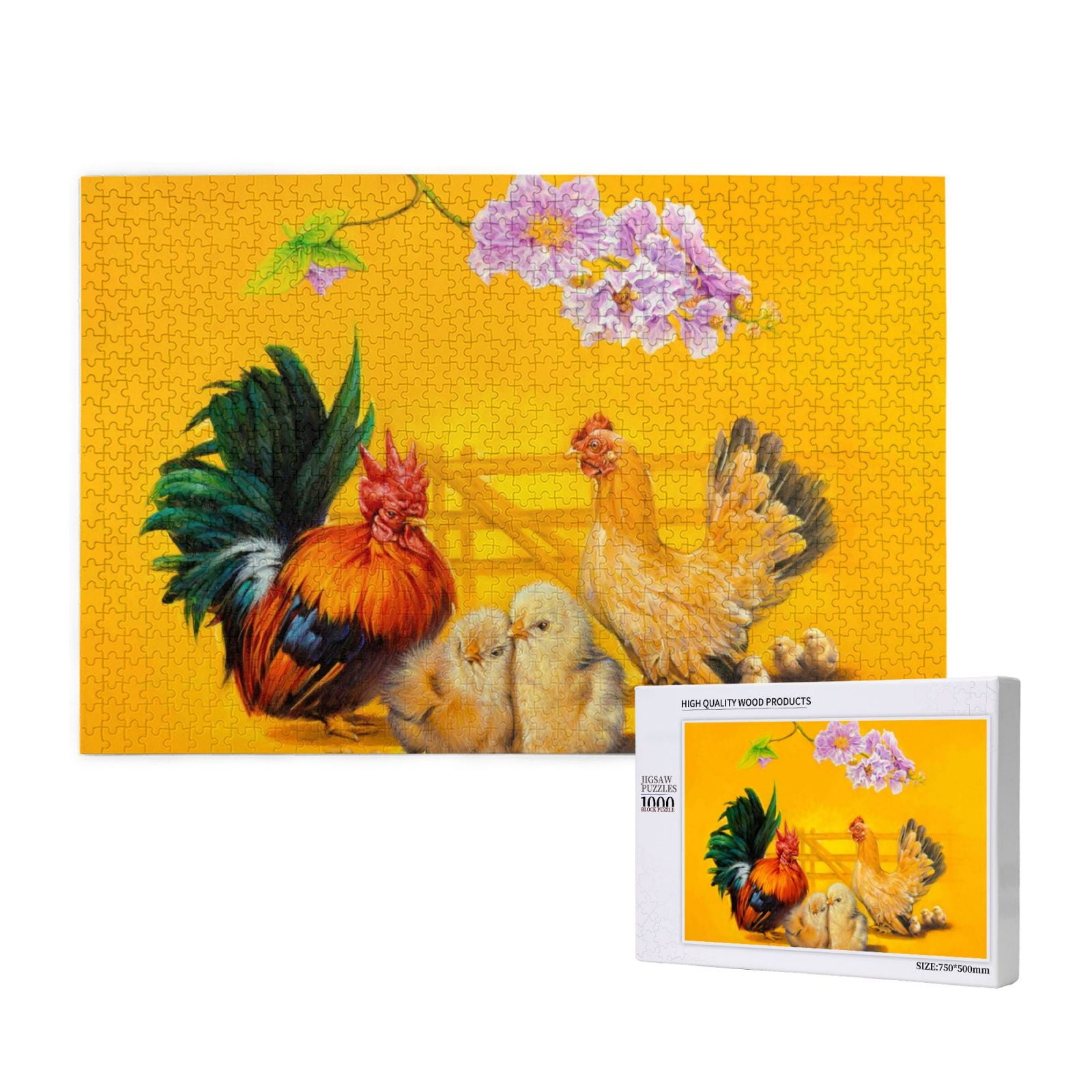 Puzzles for Adults 1000 Pieces, Chicken Family Rooster Hen Chicks ...
