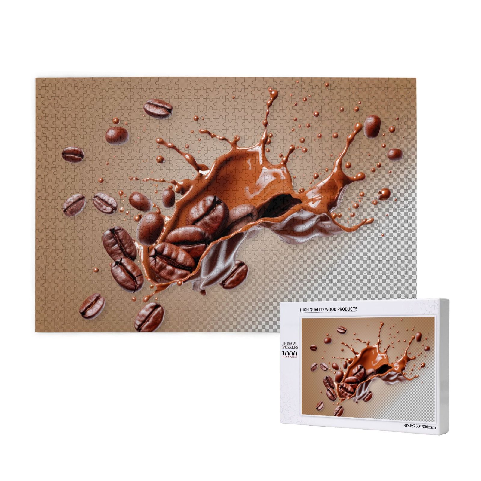 Puzzles for Adults 1000 Pieces, Coffee Beans Chocolate Splash ...