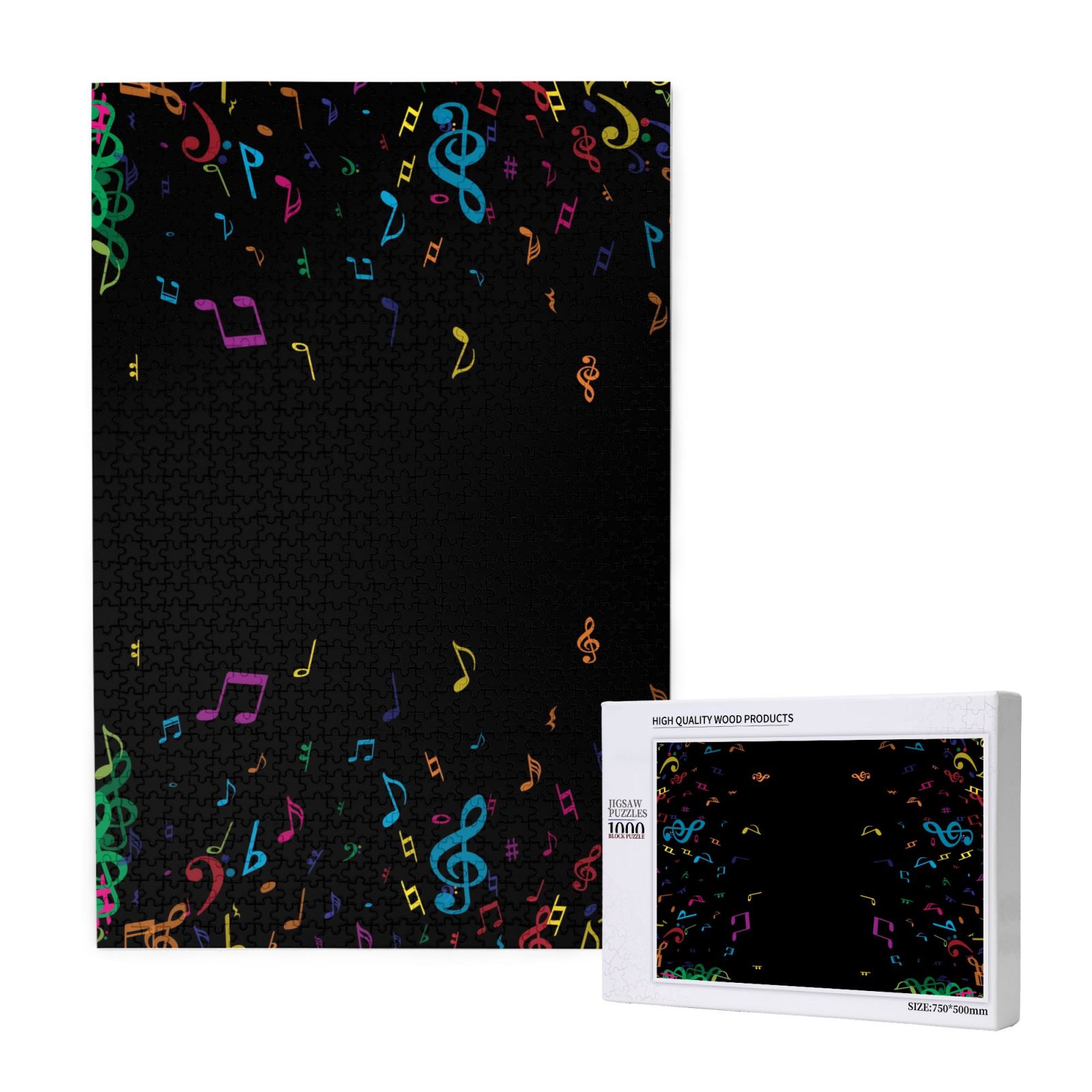 Puzzles for Adults 1000 Pieces, Color Musical Notes Challenging Jigsaw ...