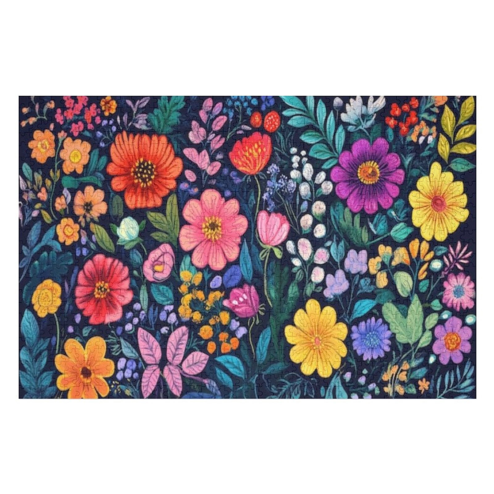 Puzzles for Adults 1000 Pieces - Colorful Floral Pattern With ...