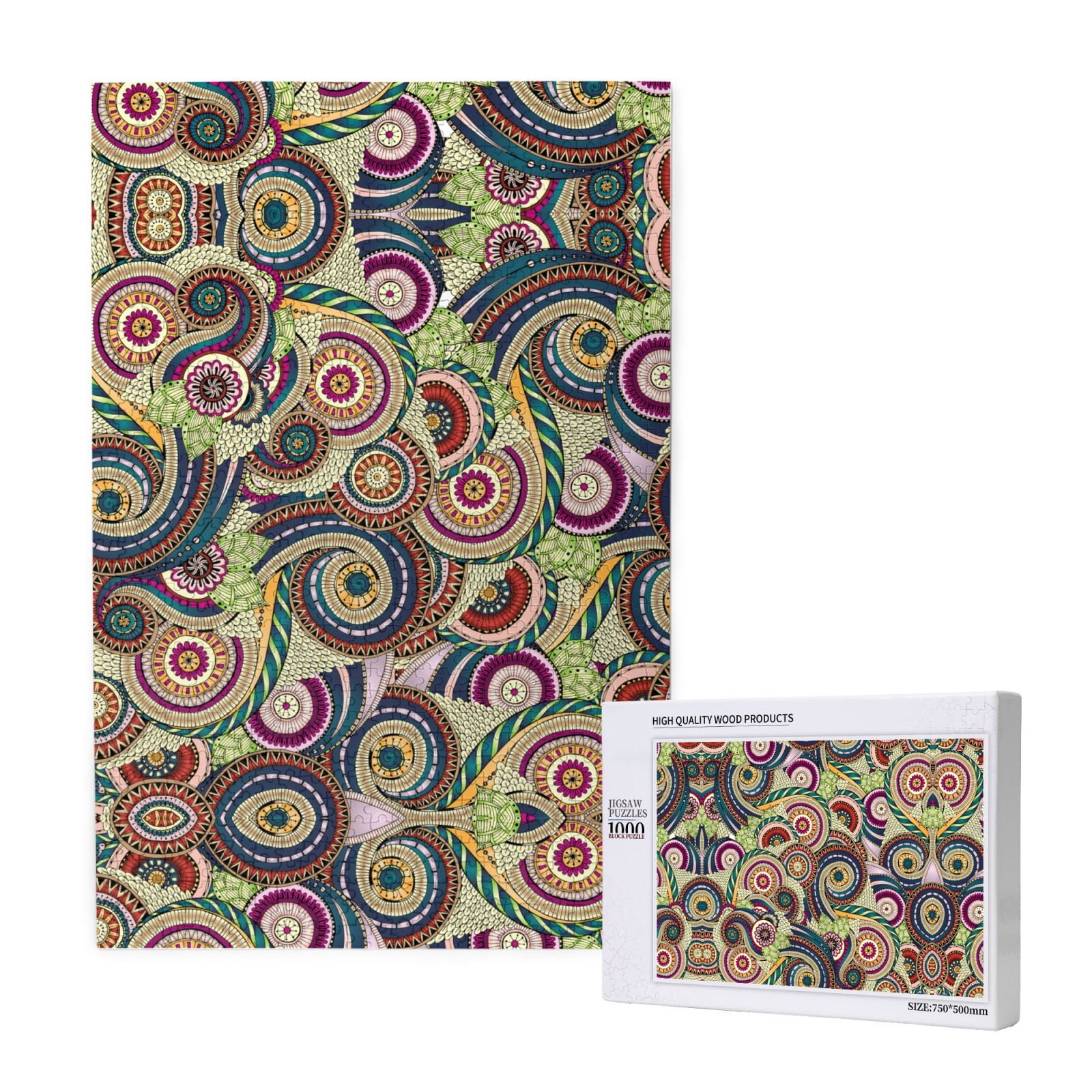 Puzzles for Adults 1000 Pieces - Colorful Mandala Spiral Pattern 20x30 ...
