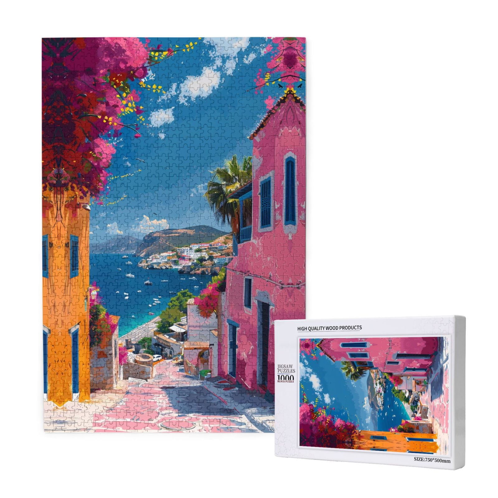 Puzzles for Adults 1000 Pieces - Colorful Mediterranean Village 20x30 ...