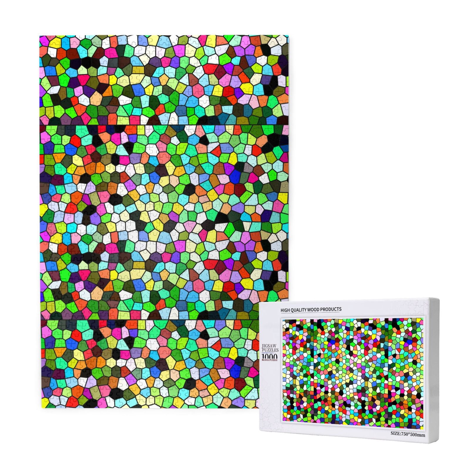 Puzzles for Adults 1000 Pieces - Colorful Tie Dye Stained Glass 20x30 ...