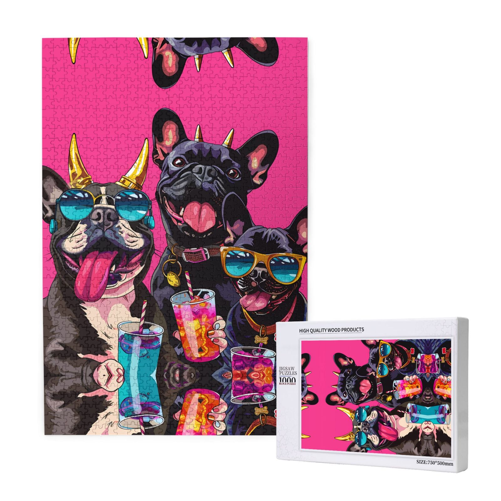 Puzzles for Adults 1000 Pieces, Cool French Bulldog No.123 Challenging ...
