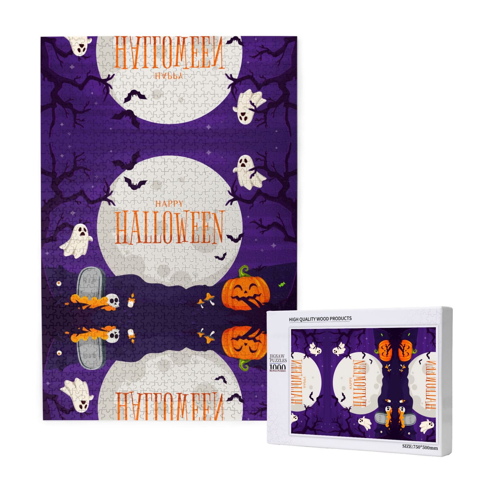 Puzzles for Adults 1000 Pieces - Cute Halloween Ghost 20x30 In Wood ...