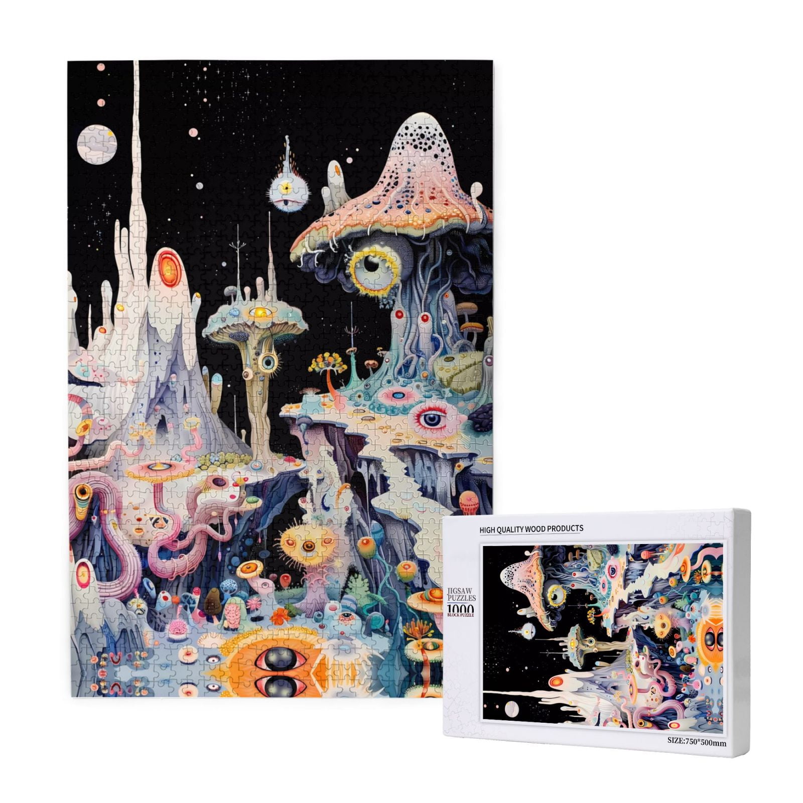 Puzzles for Adults 1000 Pieces - Cute Mushroom Landscape 20x30 In Wood ...