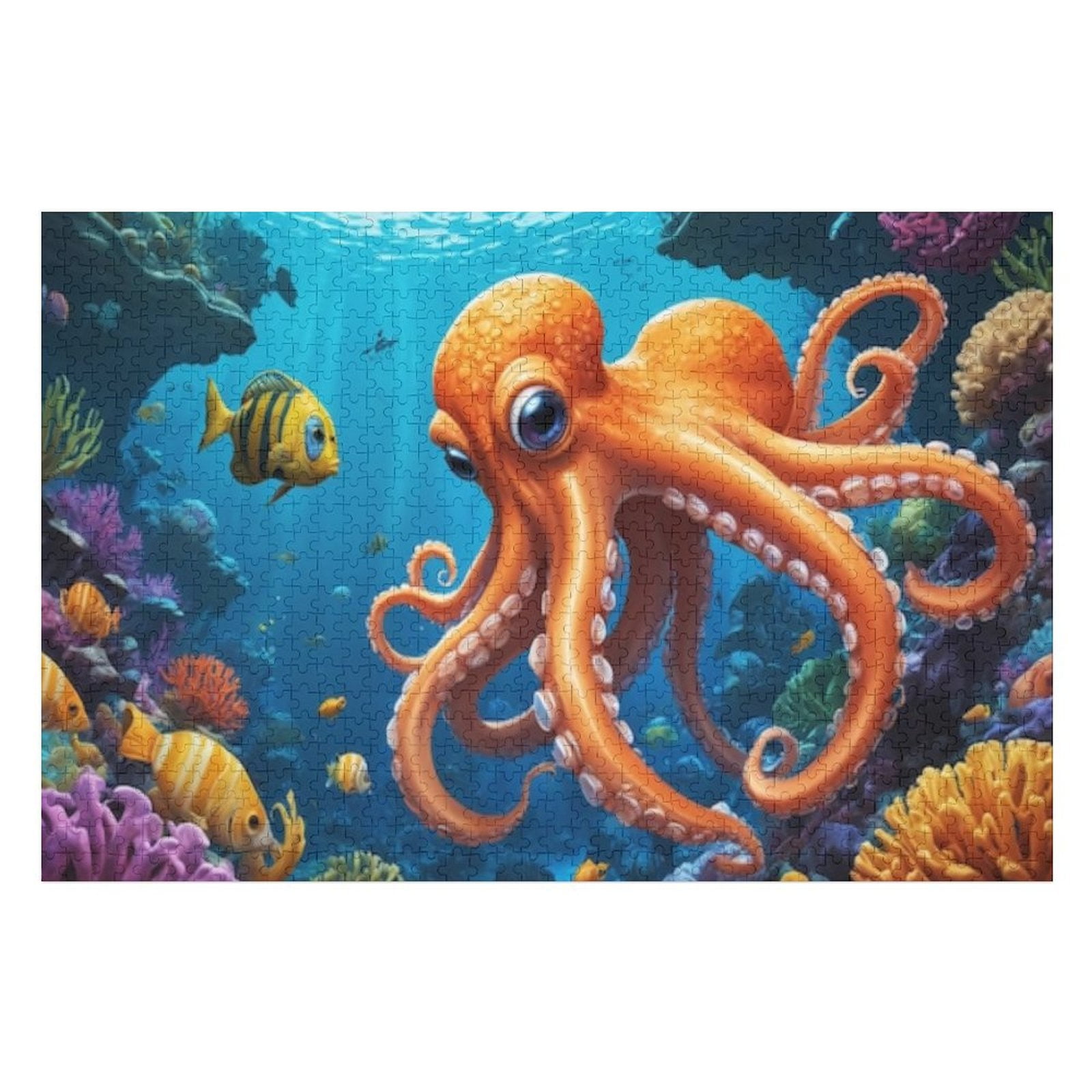 Puzzles for Adults 1000 Pieces - Dancing Octopus Explores Vibrant Coral ...