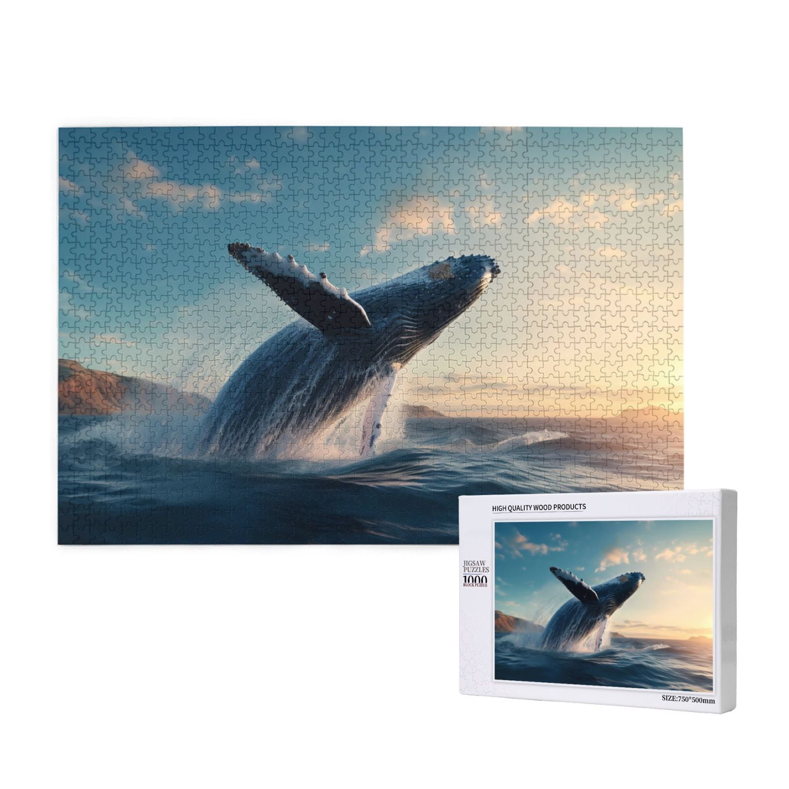 Puzzles for Adults 1000 Pieces, Dancing Whale Challenging Jigsaw ...
