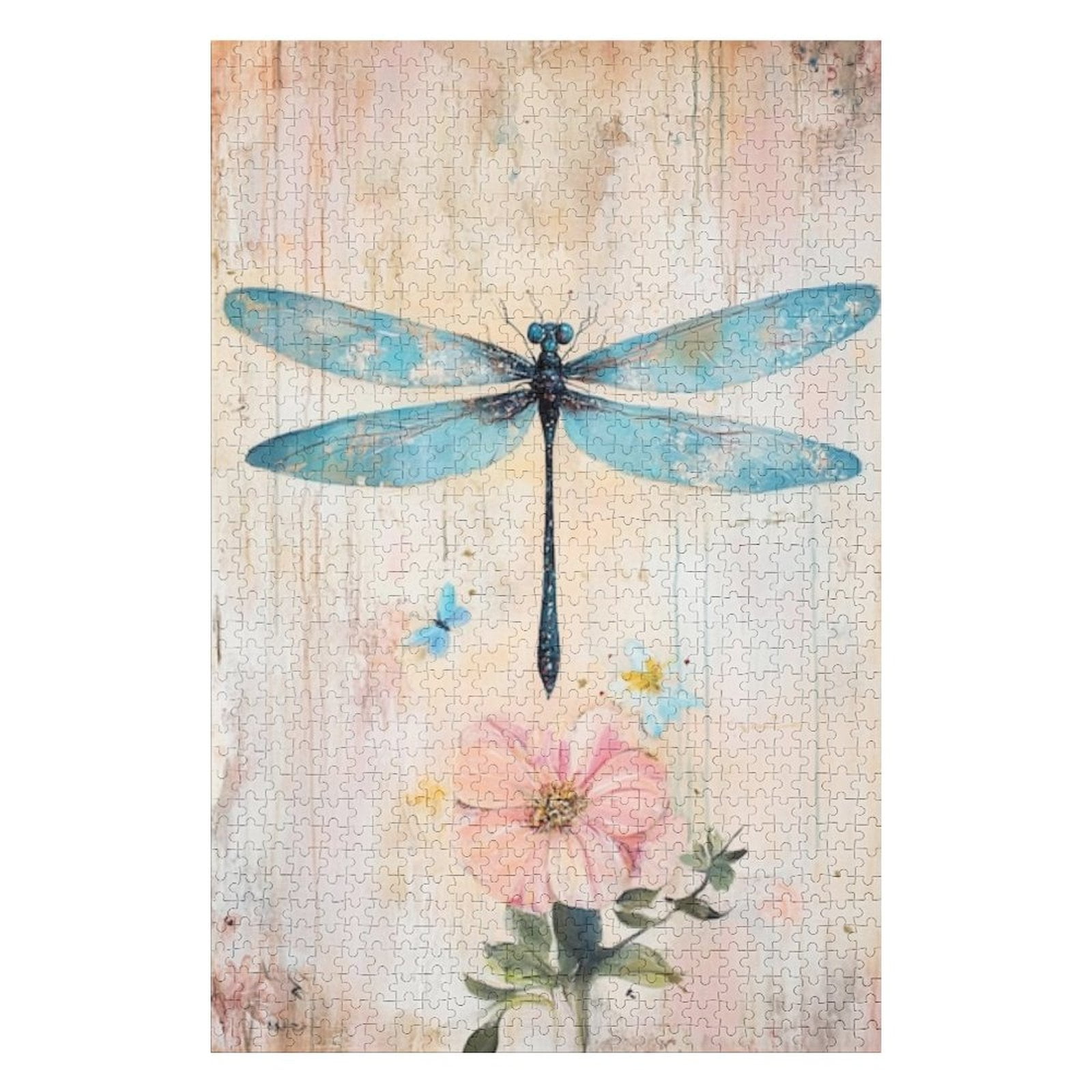 Puzzles for Adults 1000 Pieces - Dragonfly With Flower Butterflies Best ...