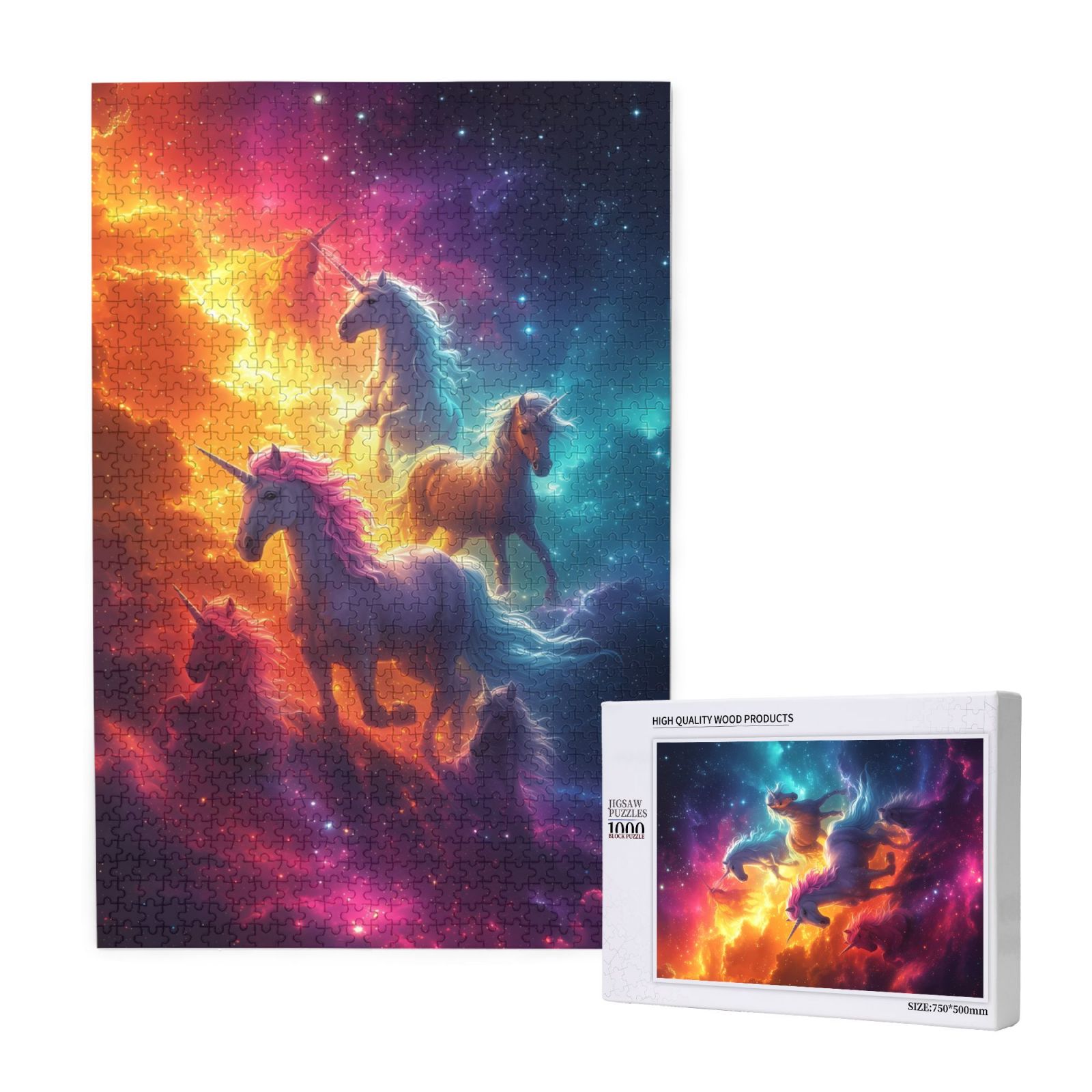 Puzzles for Adults 1000 Pieces - Dreamy Night Sky White Horse 20x30 In ...