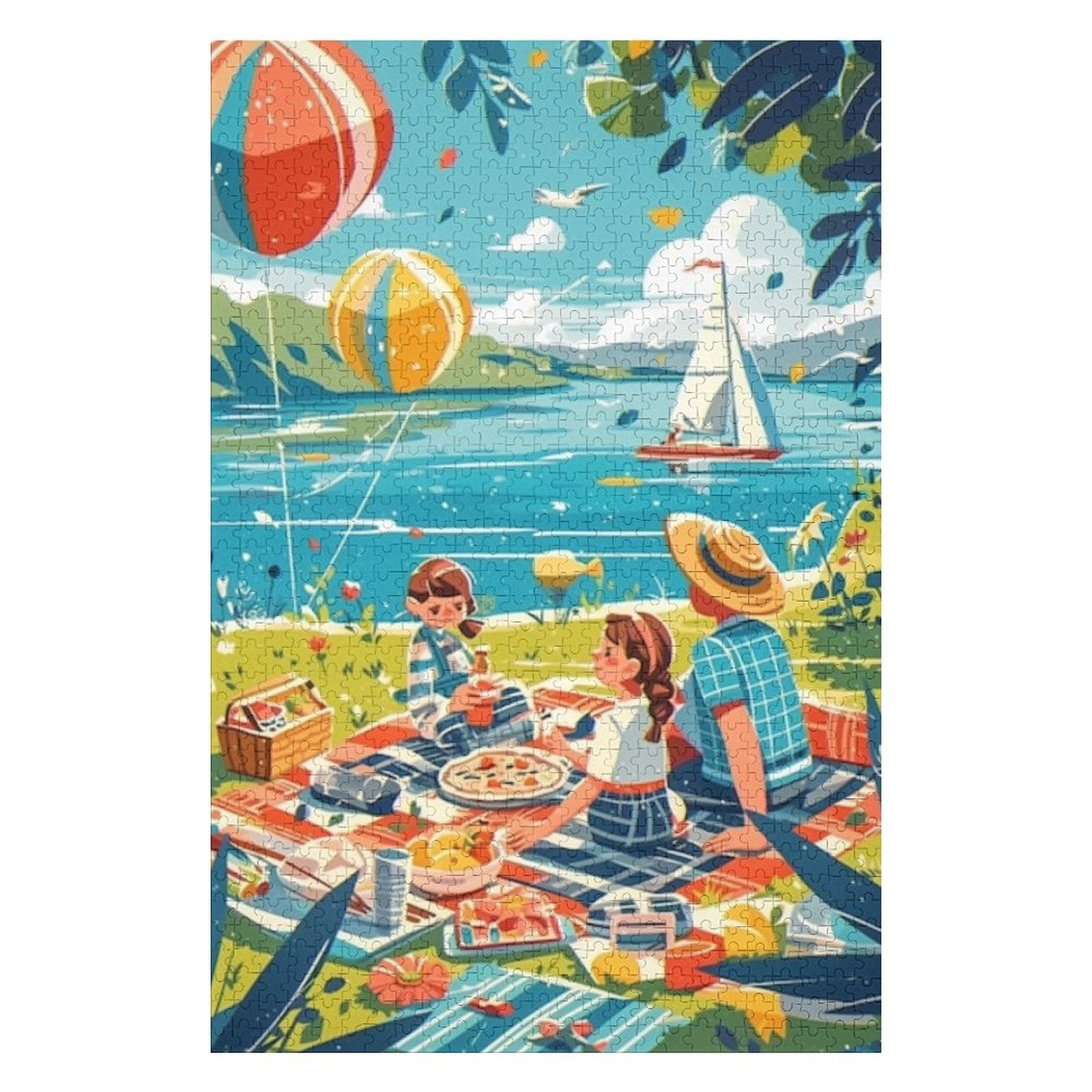 Puzzles for Adults 1000 Pieces - Fathers Day With Family Picnic By Lake ...