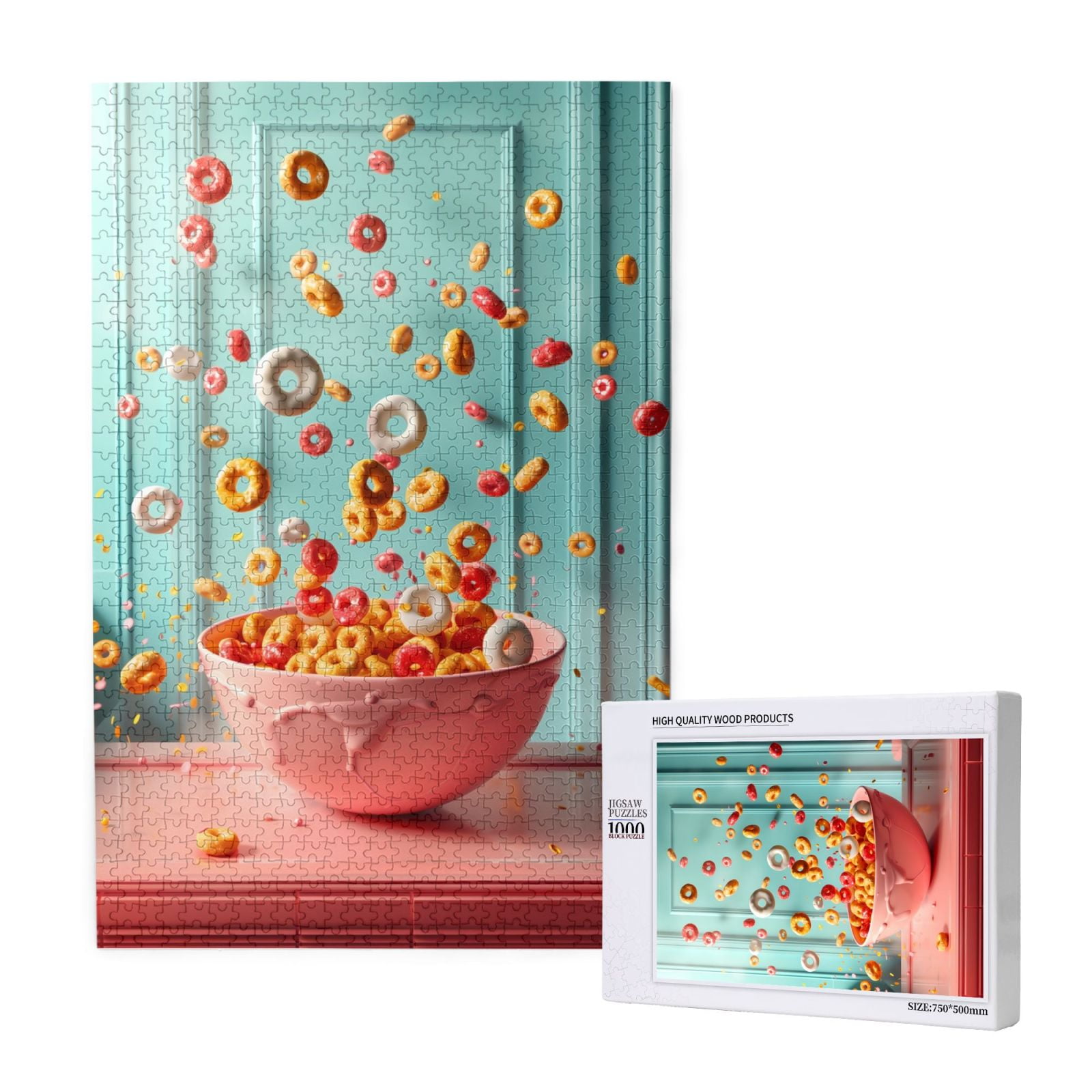 Puzzles for Adults 1000 Pieces, Floating Colorful Cereal Challenging ...