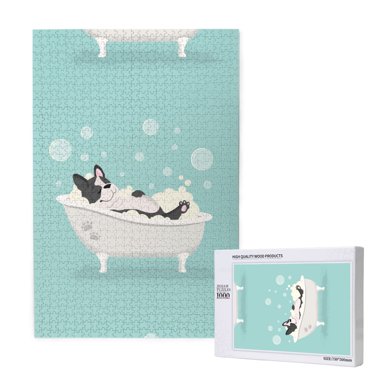 Puzzles for Adults 1000 Pieces - French Bulldog Taking a Bath 20x30 In ...