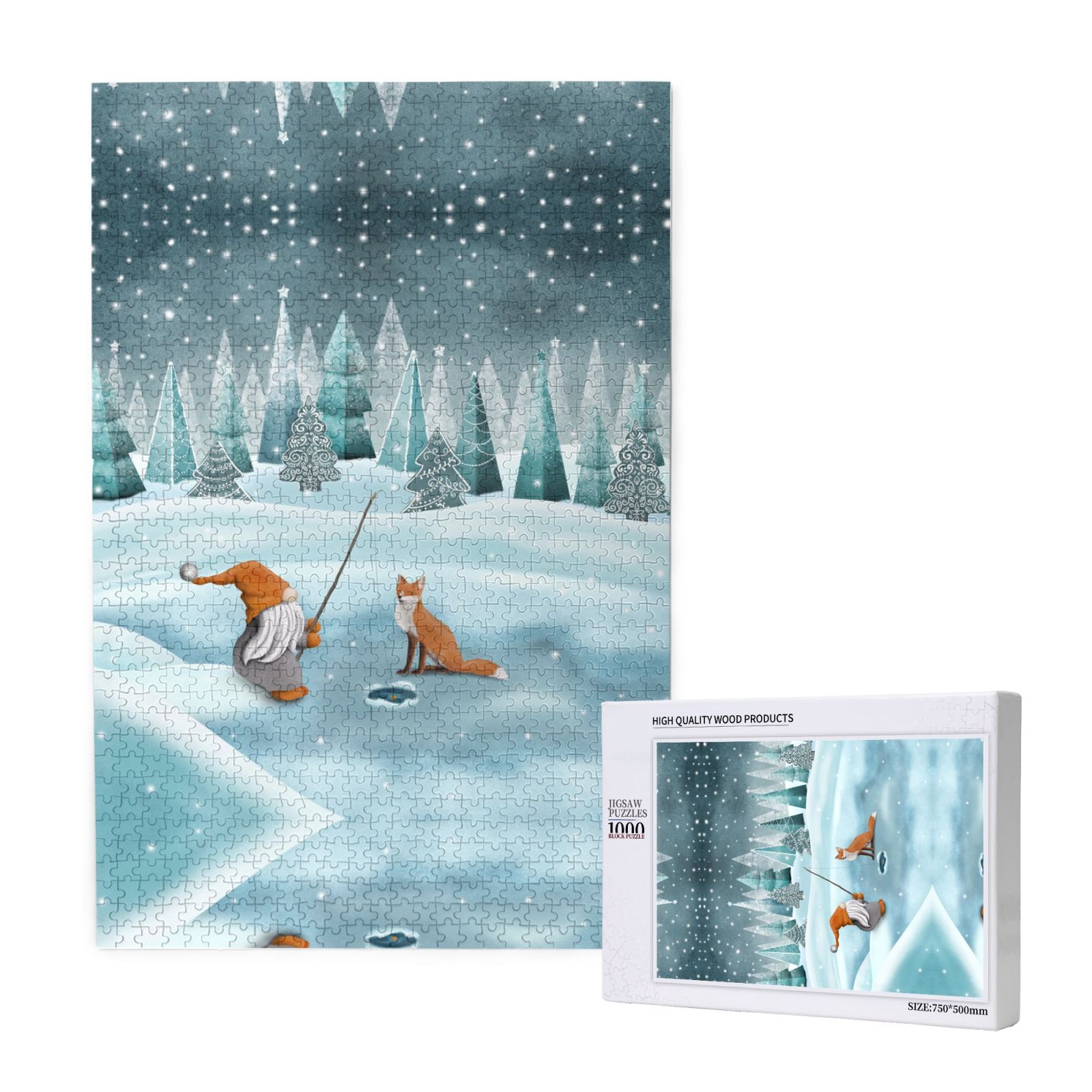 Puzzles for Adults 1000 Pieces - Gnome And Red Fox Fishing 20x30 In ...