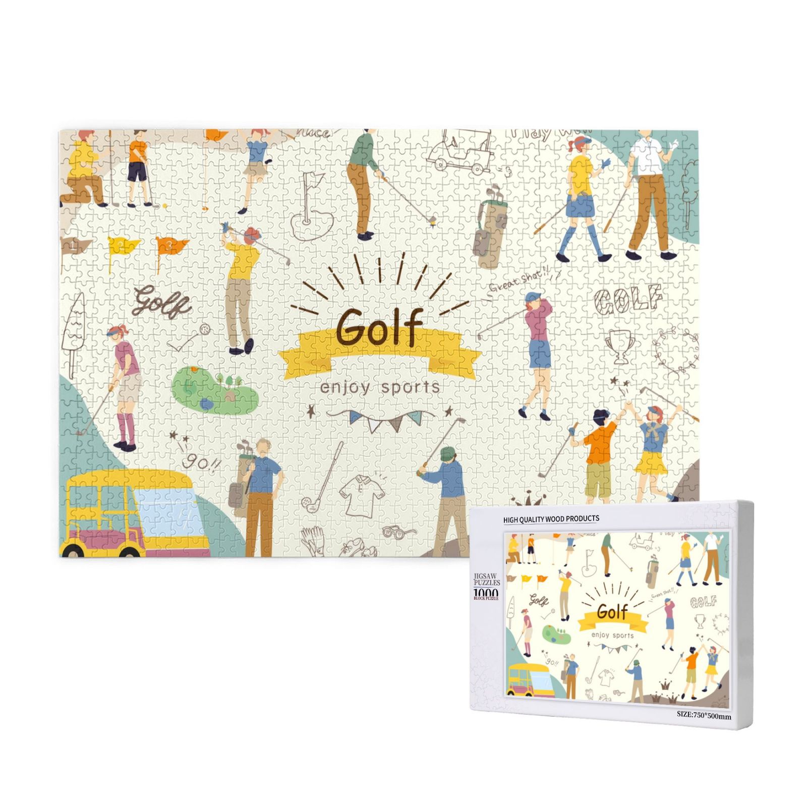 Puzzles for Adults 1000 Pieces - Golf Icons And Golfer Leisure Wooden ...