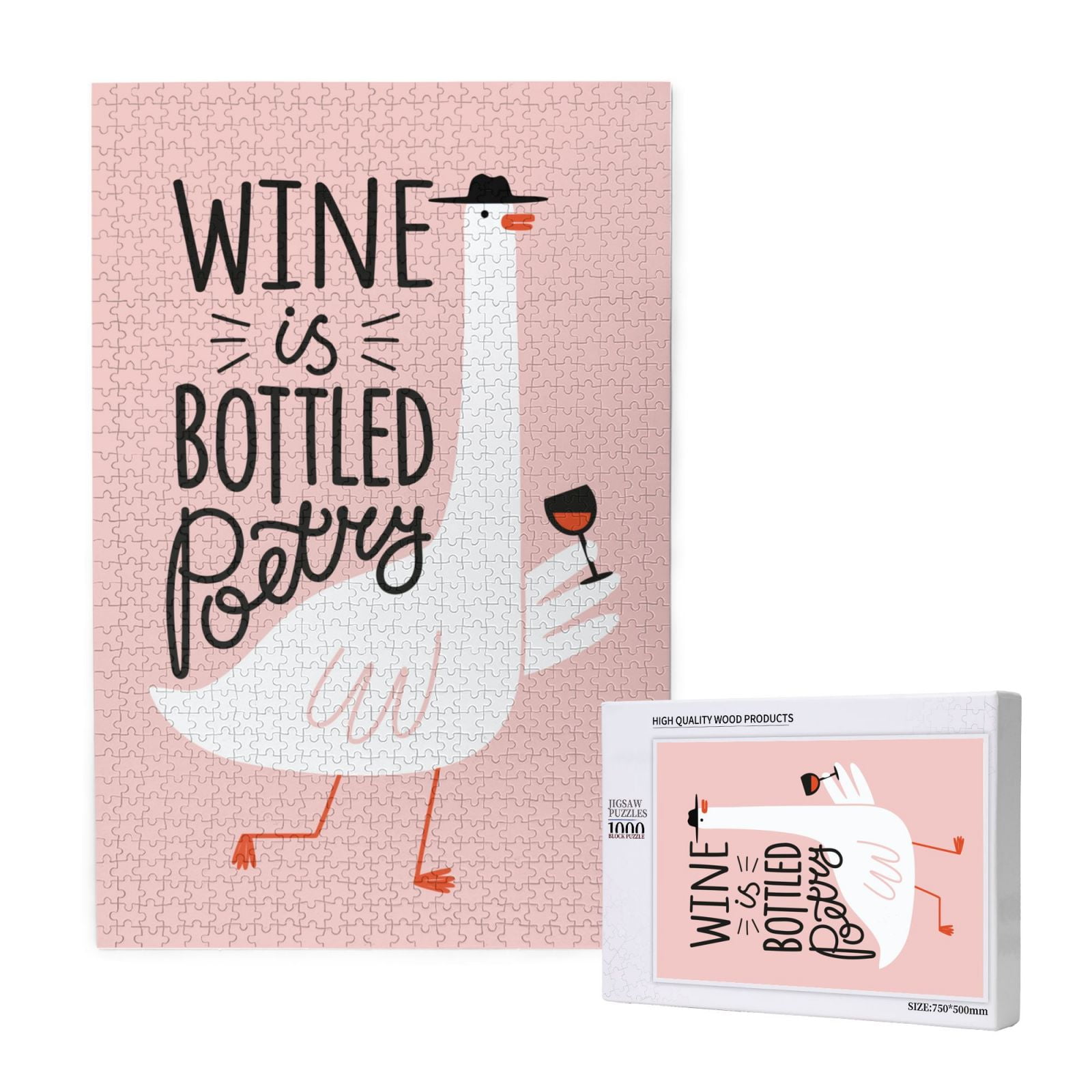 Puzzles for Adults 1000 Pieces - Goose Holding Wineglass with Red Wine ...