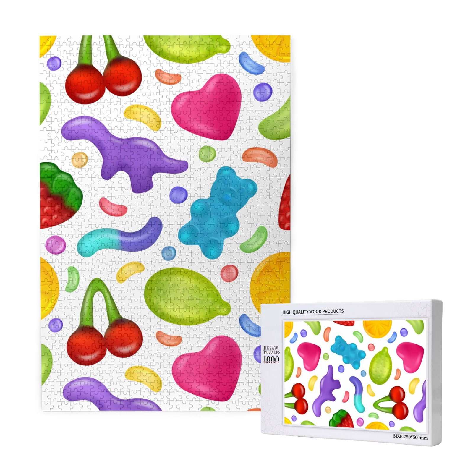 Puzzles for Adults 1000 Pieces - Gummy Candy Pattern 20x30 In Wood ...