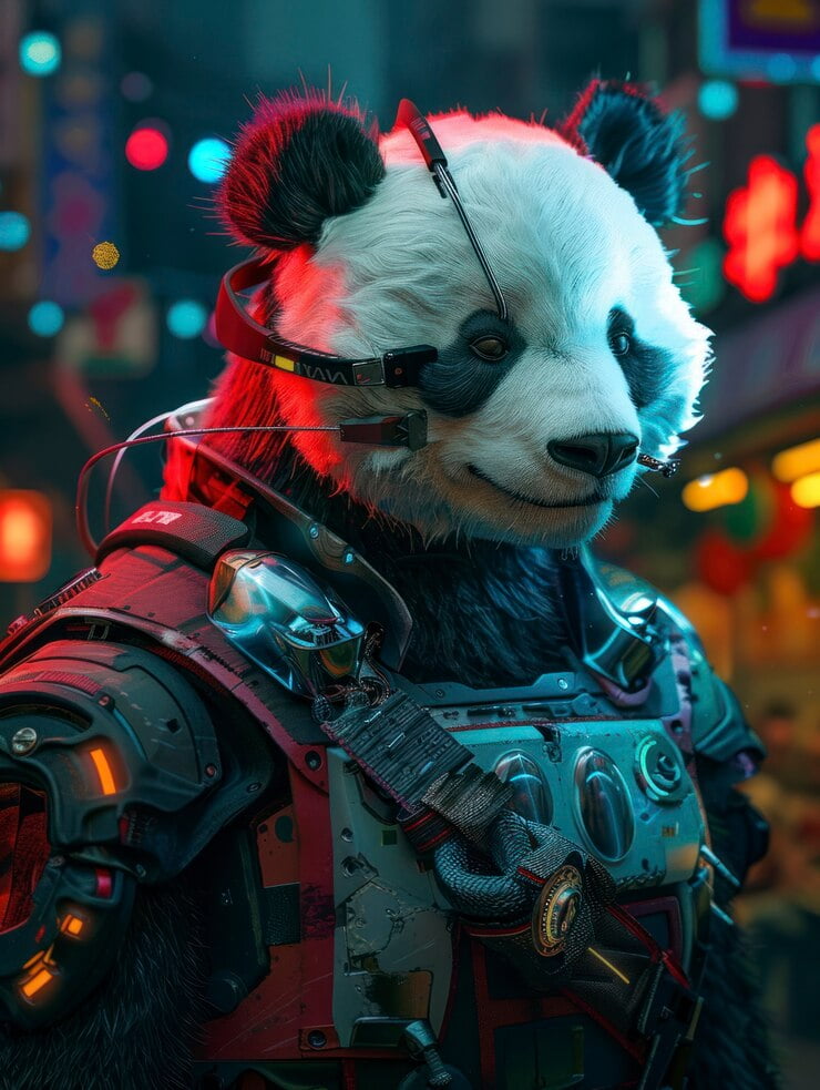 Puzzles for Adults 1000 Pieces Half Robot Half Panda Bear With ...