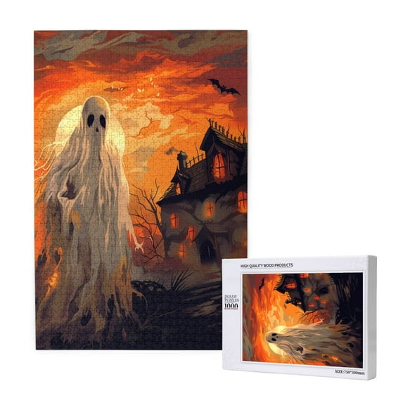 Puzzles for Adults 1000 Pieces - Halloween Flame Castle Ghost 19.7" x ...