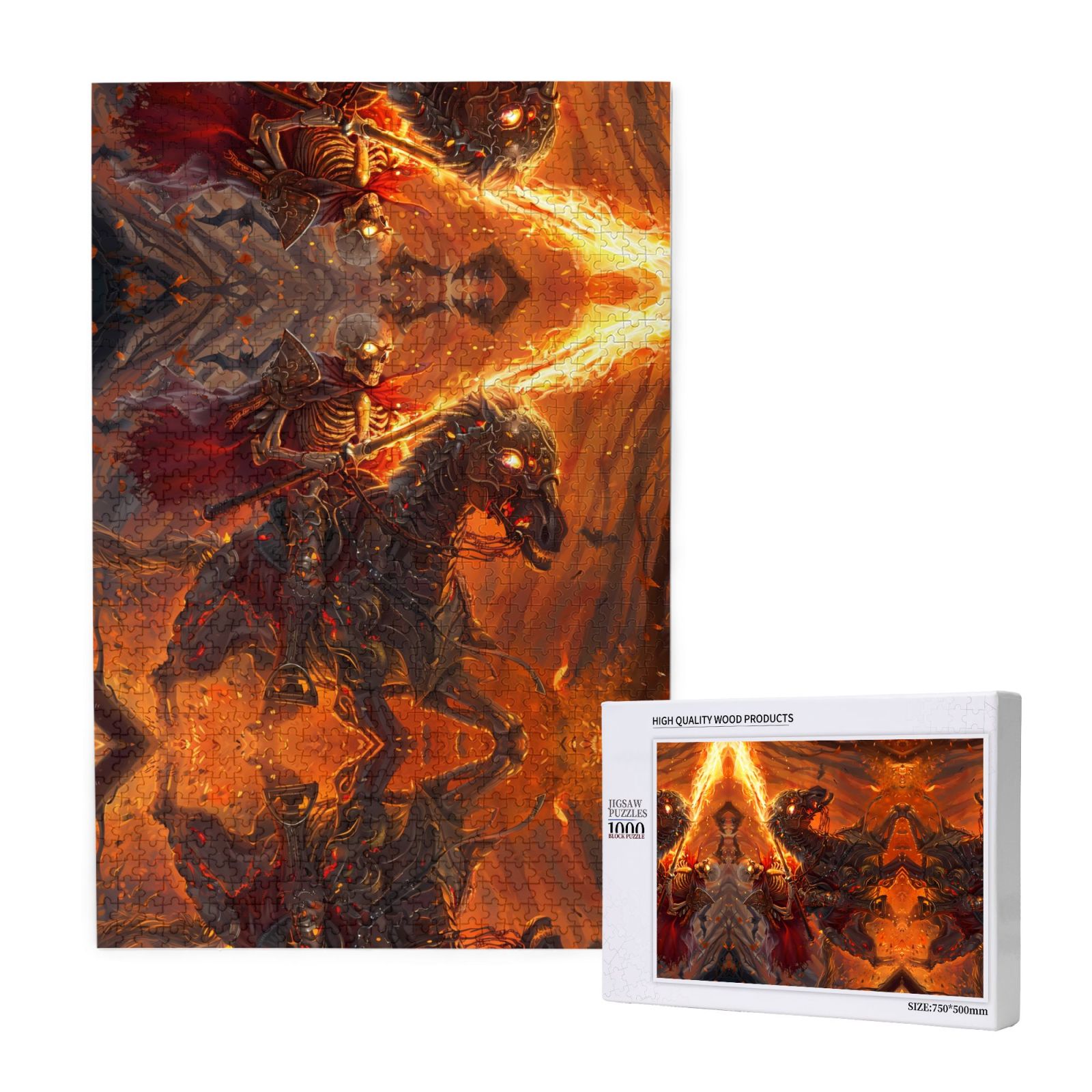 Puzzles for Adults 1000 Pieces, Halloween Flame Skeleton Knight ...