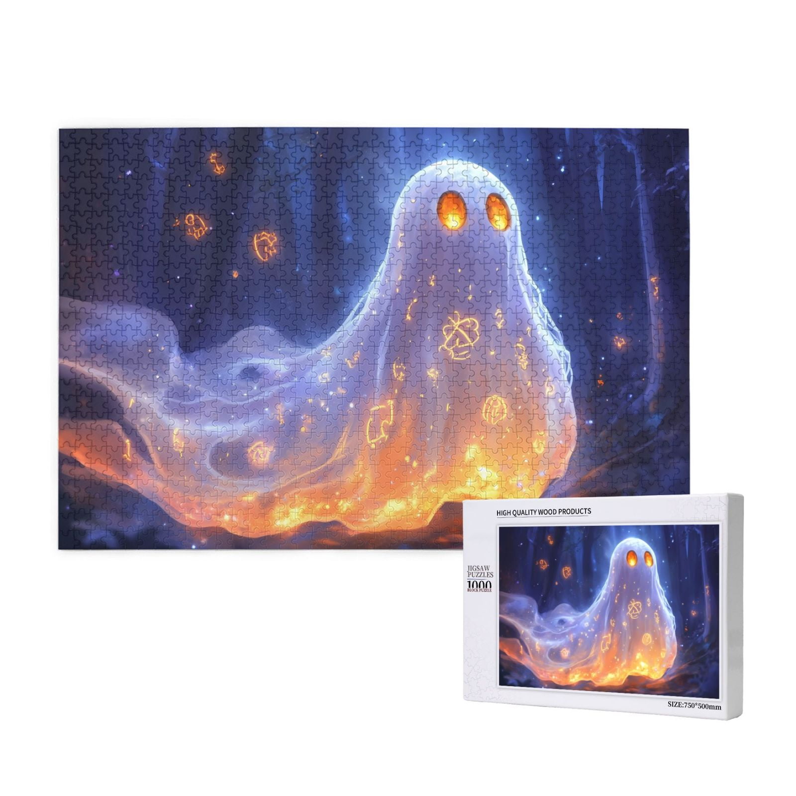 Puzzles for Adults 1000 Pieces, Halloween Glowing Ghost Challenging ...