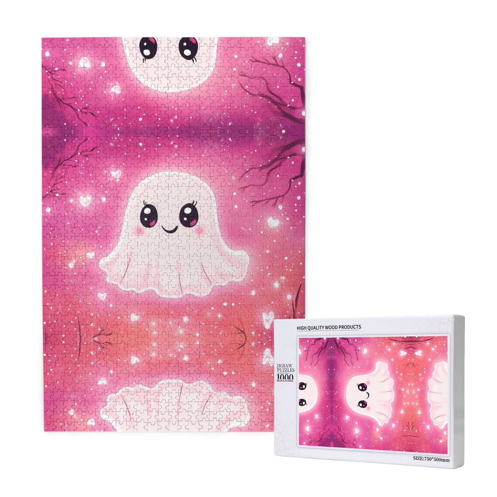 Puzzles for Adults 1000 Pieces - Halloween Pink Cute Ghost C 20x30 In ...