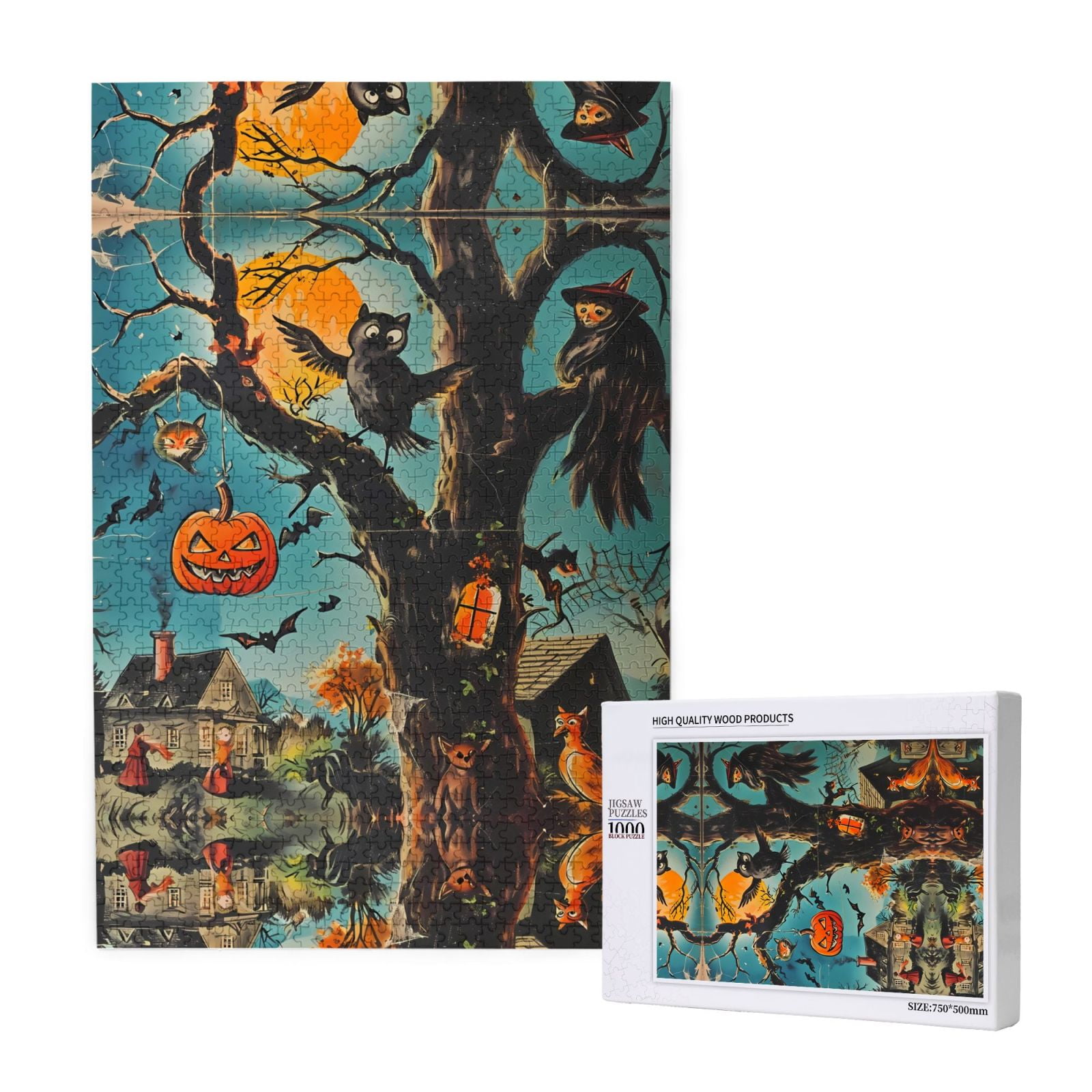 Puzzles for Adults 1000 Pieces - Halloween Tree Branch Village 20x30 In ...