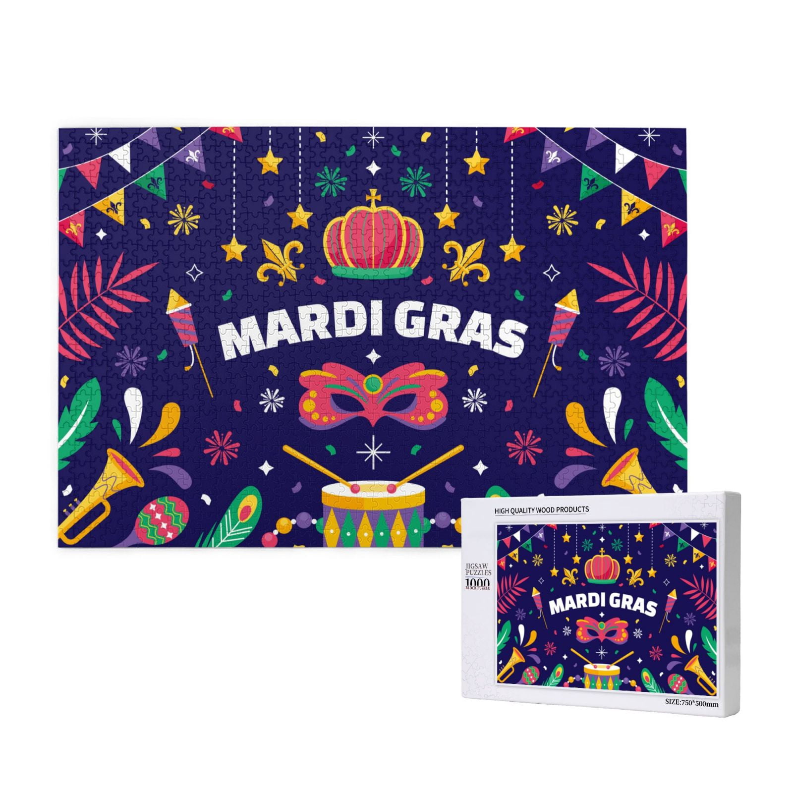 Puzzles for Adults 1000 Pieces, Happy Mardi Gras Challenging Jigsaw ...
