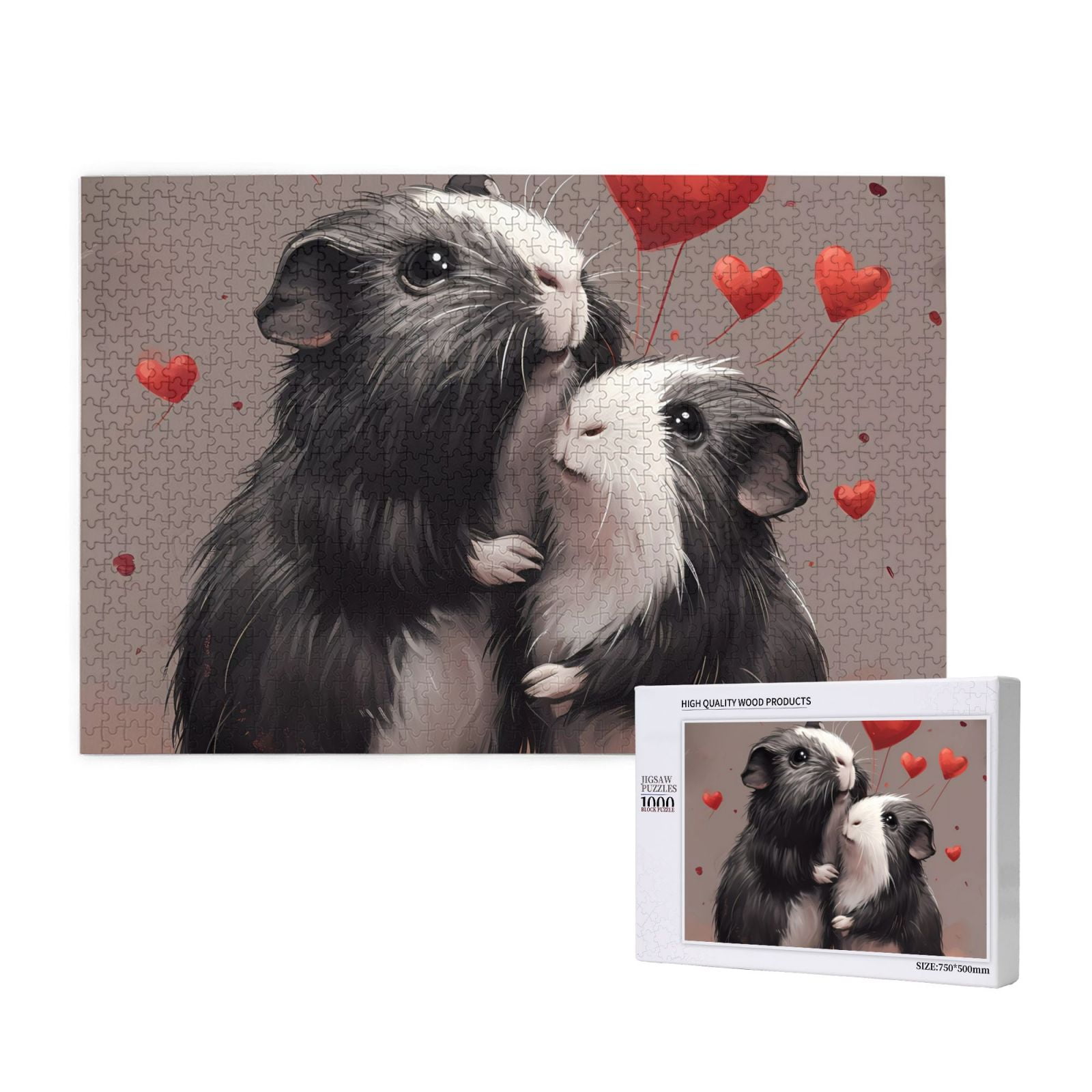 Puzzles for Adults 1000 Pieces, Heart Guinea Pig Couple Challenging ...