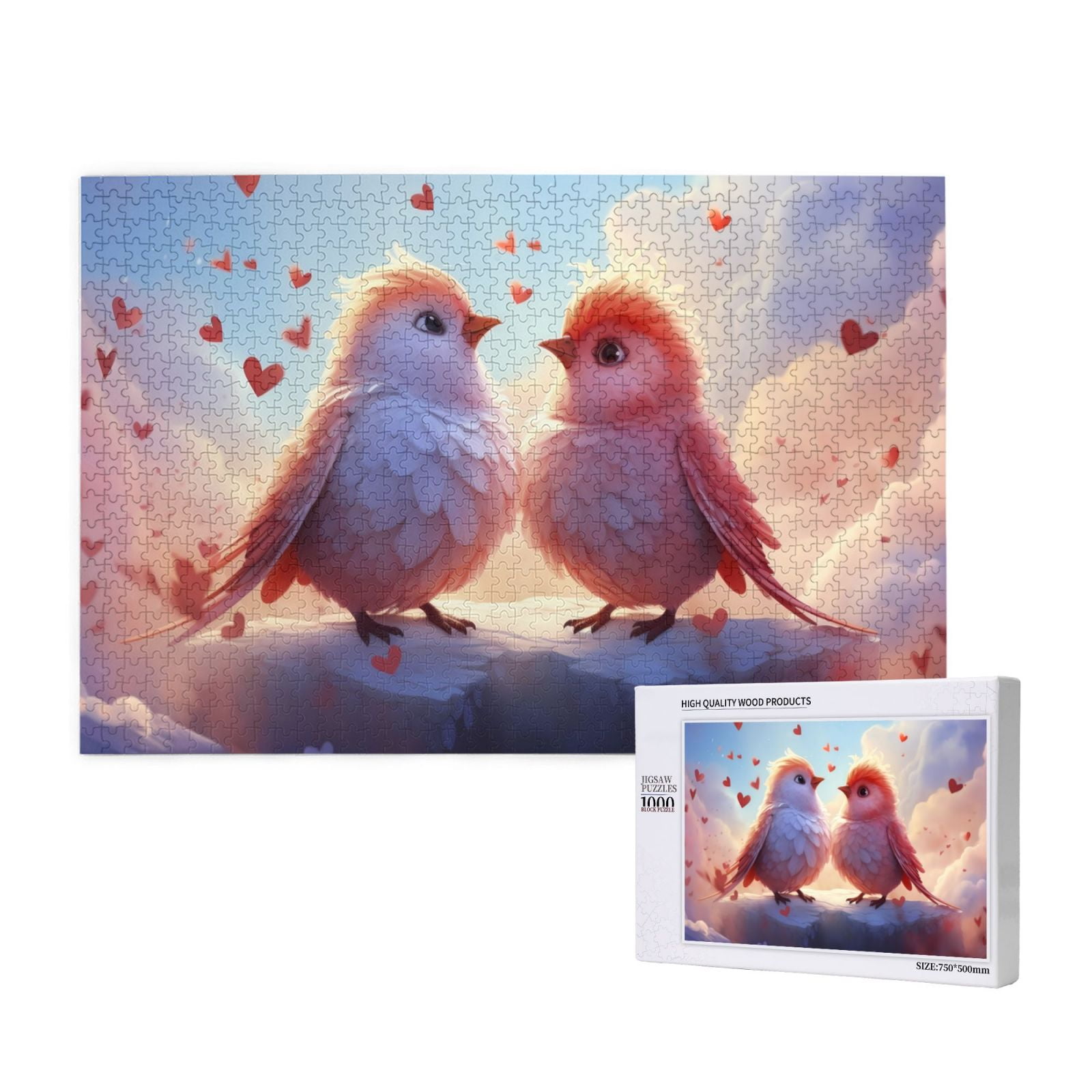 Puzzles for Adults 1000 Pieces - Heart Sky Bird Couple Leisure Wooden ...