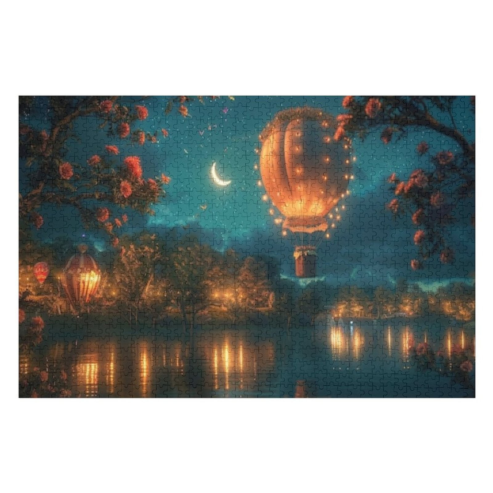 Puzzles for Adults 1000 Pieces - Hot Air Balloon Gracefully Floating ...