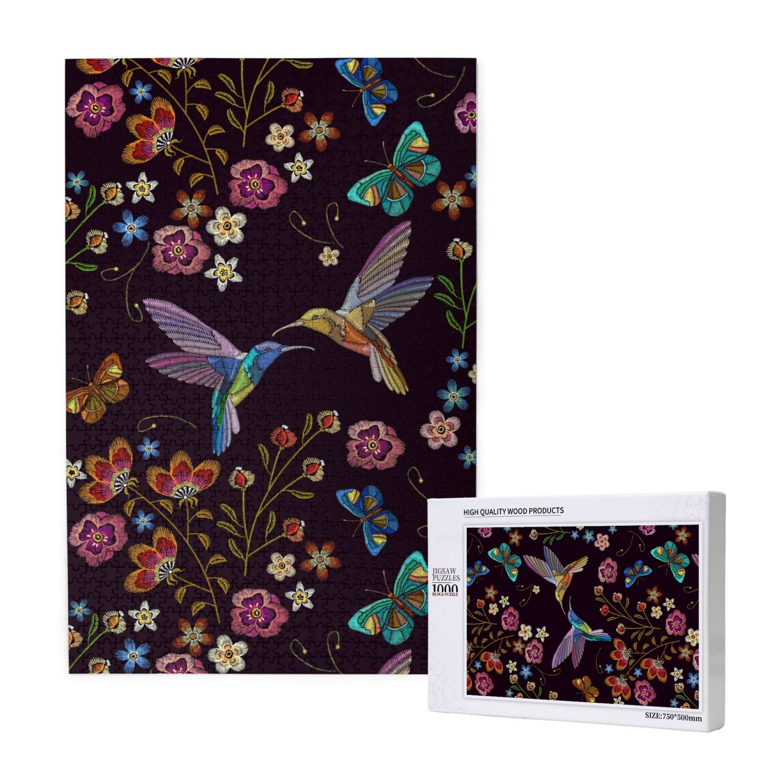 Puzzles for Adults 1000 Pieces - Humming Bird And Tropical Flowers ...