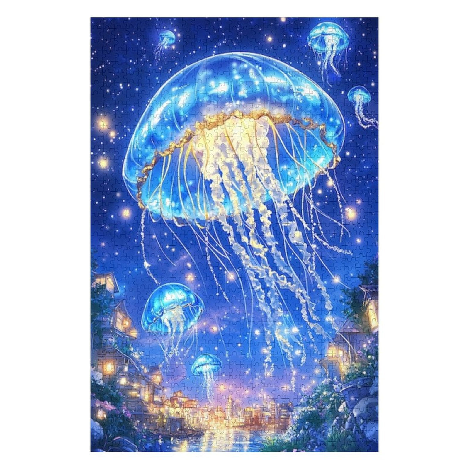Puzzles for Adults 1000 Pieces - Jellyfishs Floating Water Night With ...