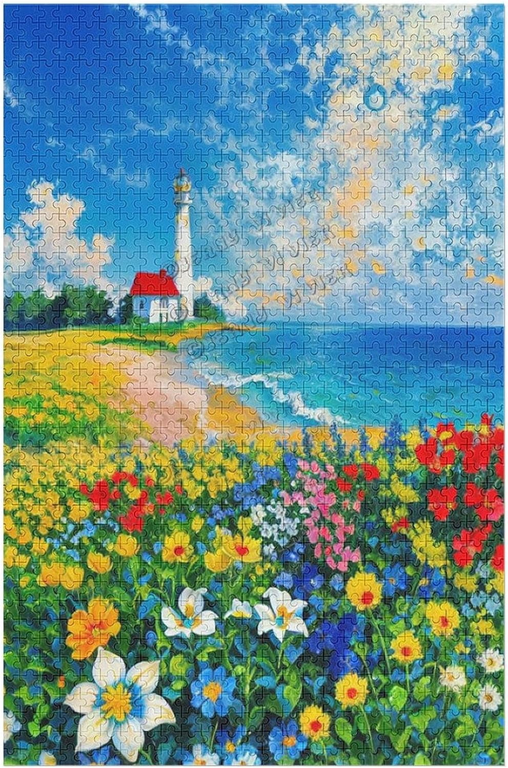 Puzzles for Adults 1000 Pieces Landscape Ocean Lighthouse Summer Beach ...