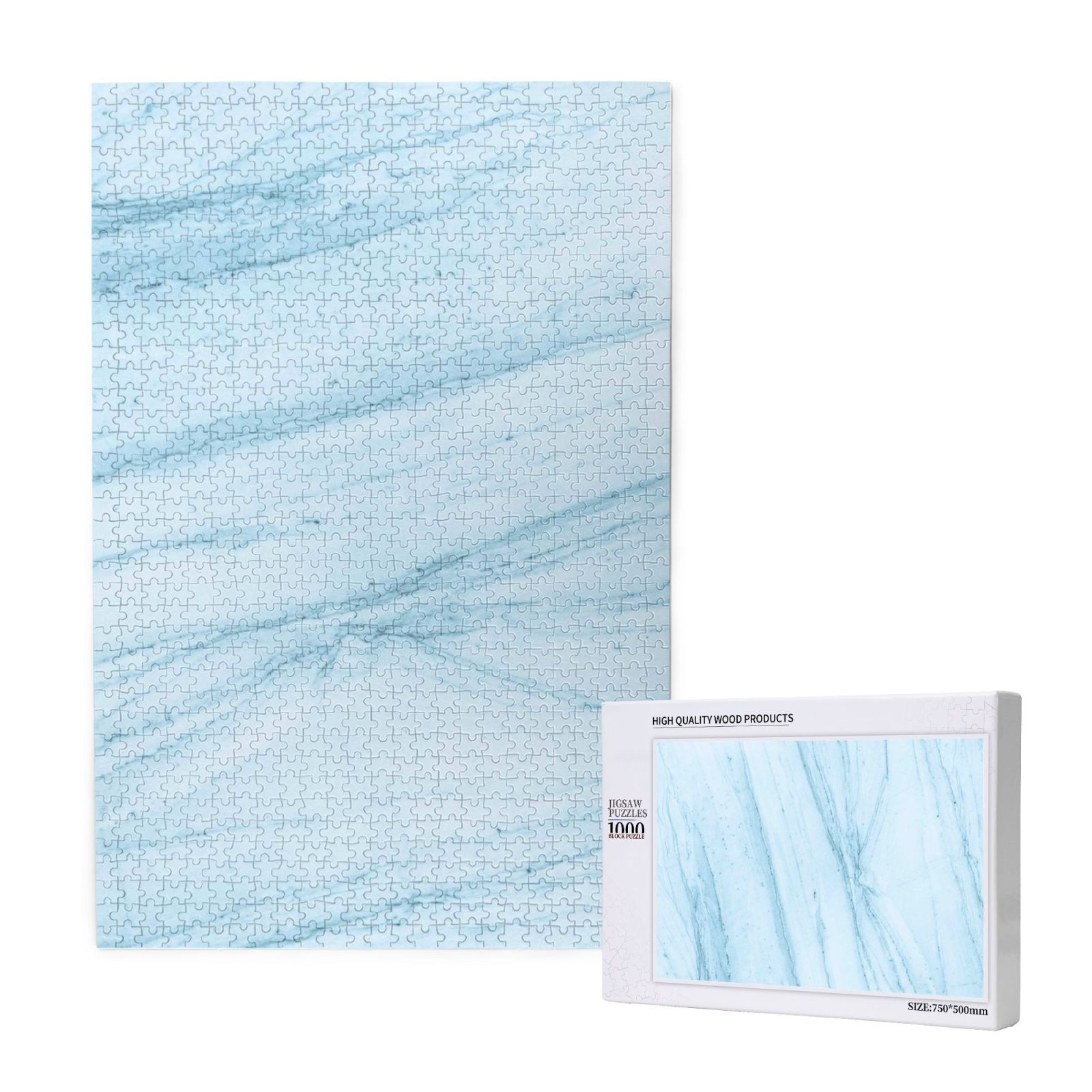 Puzzles for Adults 1000 Pieces, Light Blue Marble Challenging Jigsaw ...