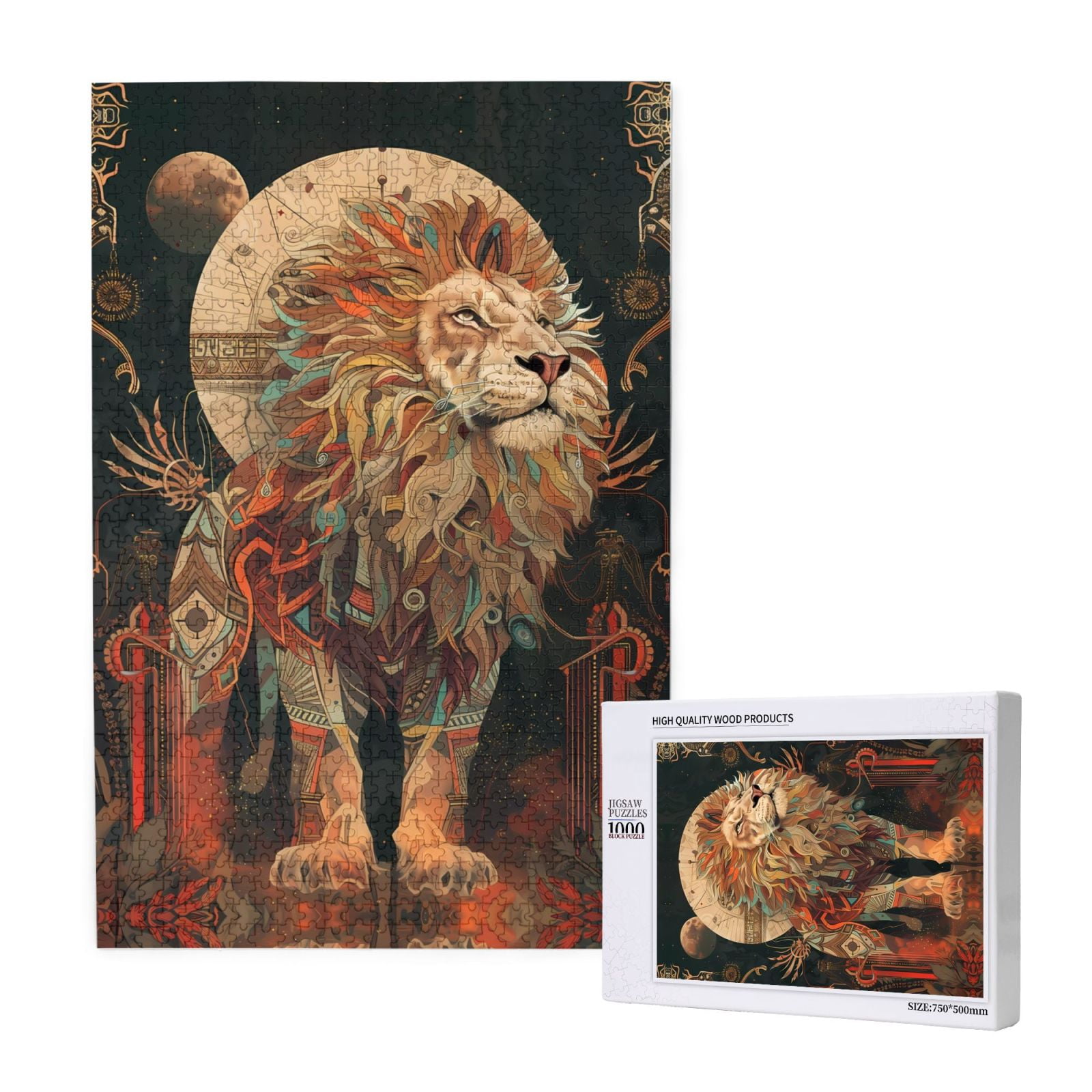 Puzzles for Adults 1000 Pieces - Majestic Cosmic Lion 20x30 In Wood ...