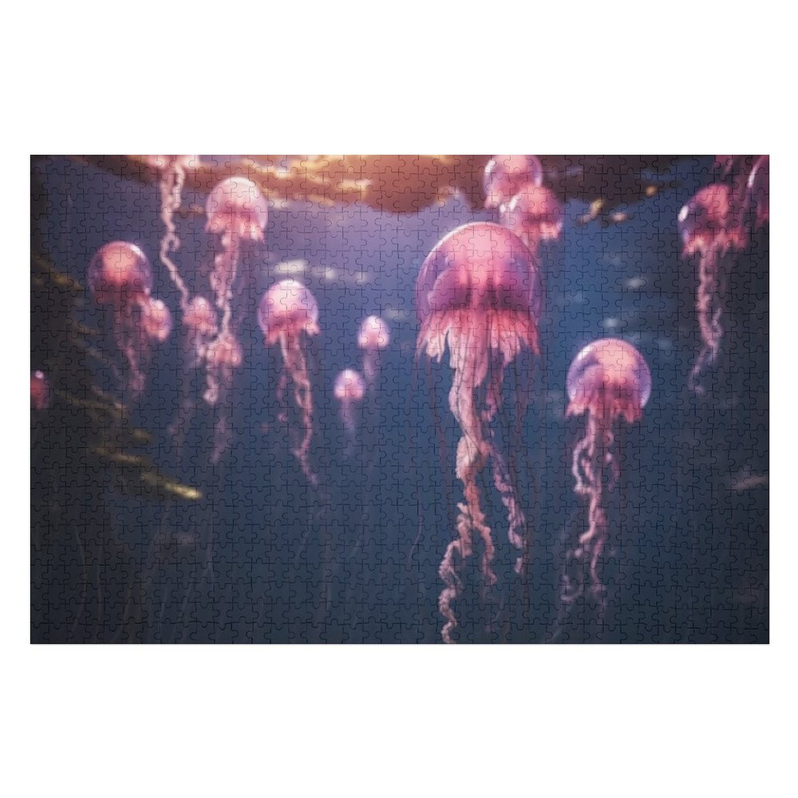 Puzzles for Adults 1000 Pieces - Majestic Jellyfish Swarm Ocean Challenging Jigsaw Puzzle ...