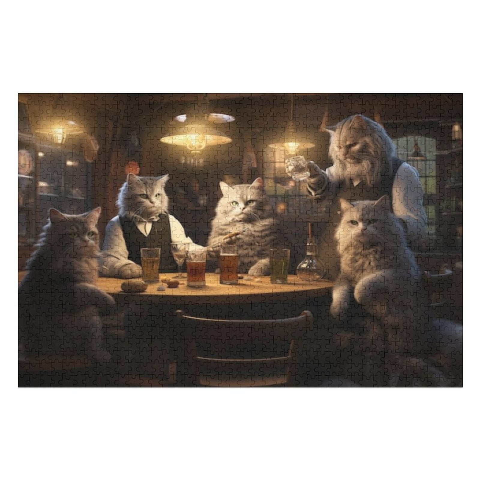 Puzzles for Adults 1000 Pieces - Many Cats Sitting Around Table ...