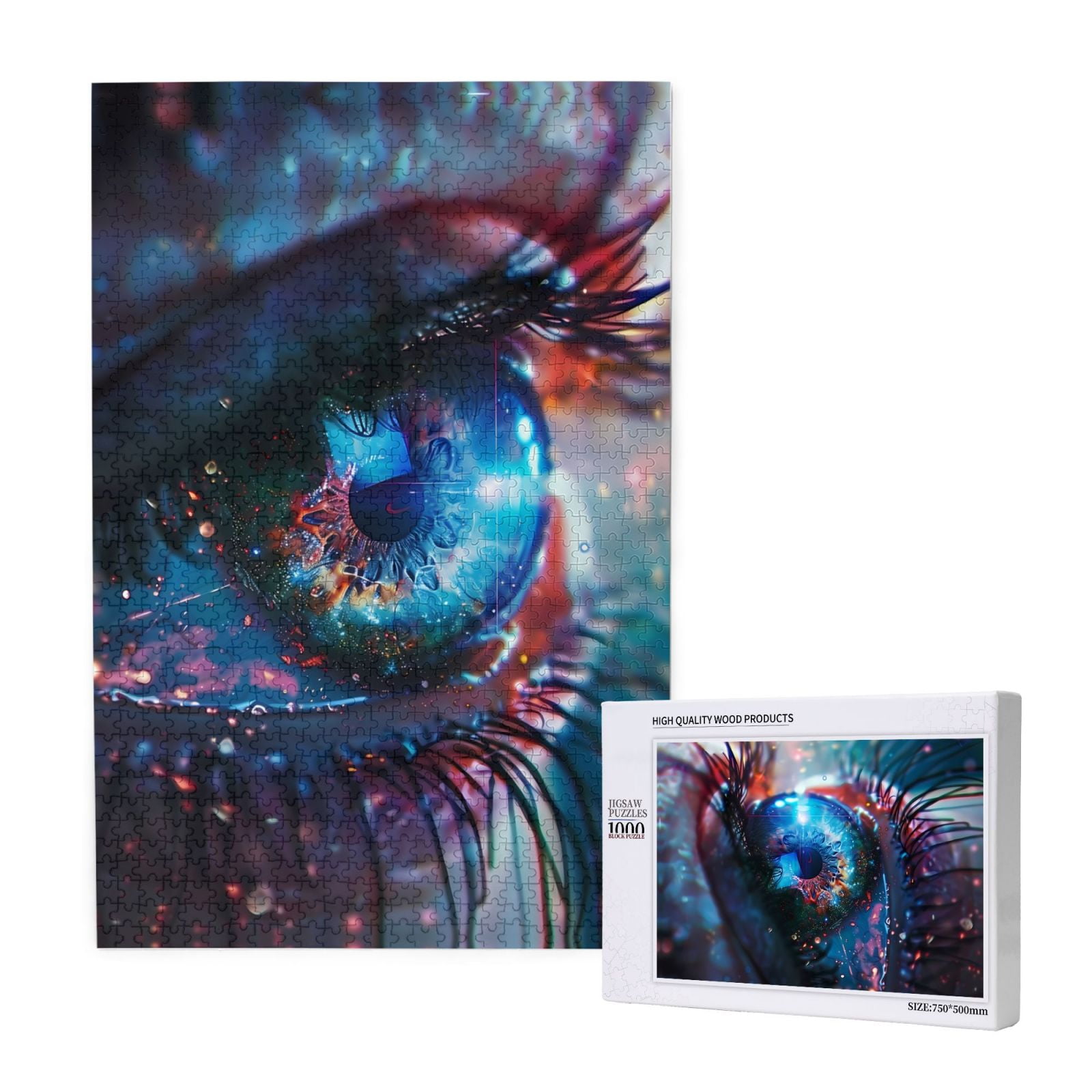 Puzzles for Adults 1000 Pieces - Modern Colorful Eyes 20x30 In Wood ...