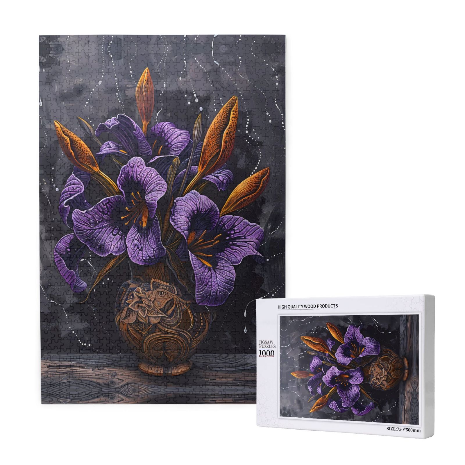 Puzzles for Adults 1000 Pieces - Ornate Purple Floral Vase 20x30 In ...