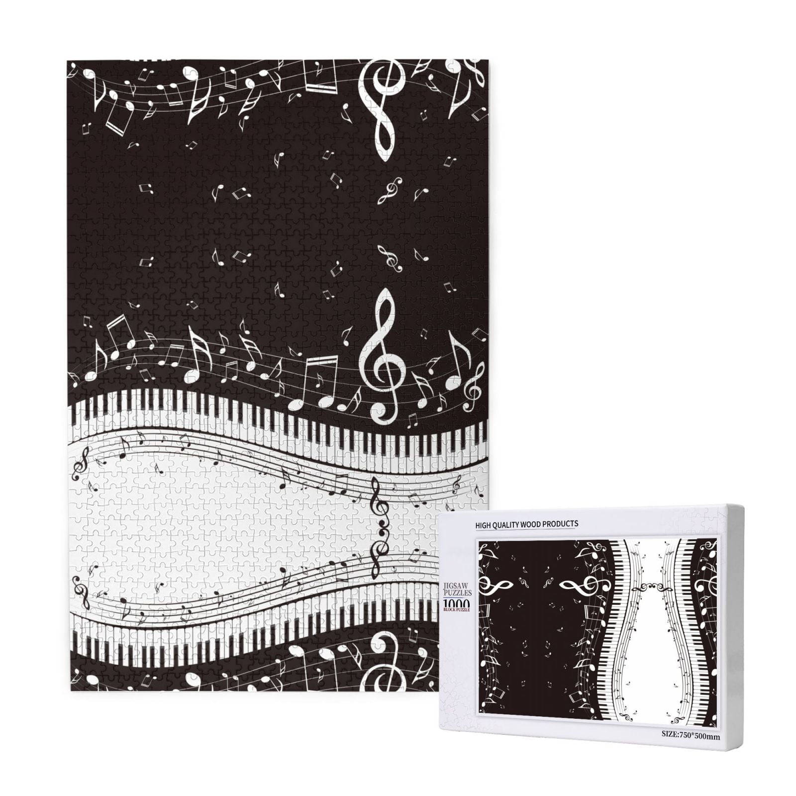 Puzzles for Adults 1000 Pieces - Piano Keys With Musical Notes 20x30 In ...