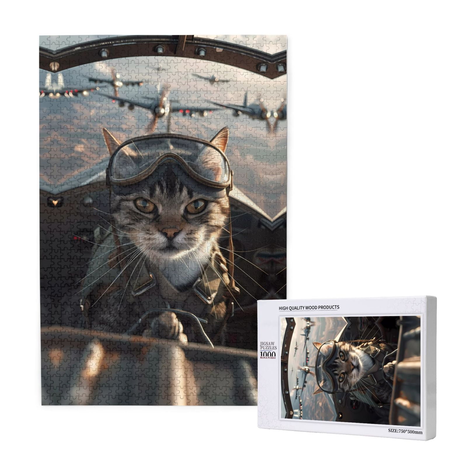 Puzzles for Adults 1000 Pieces - Pilot Cat In Vintage Plane 20x30 In ...