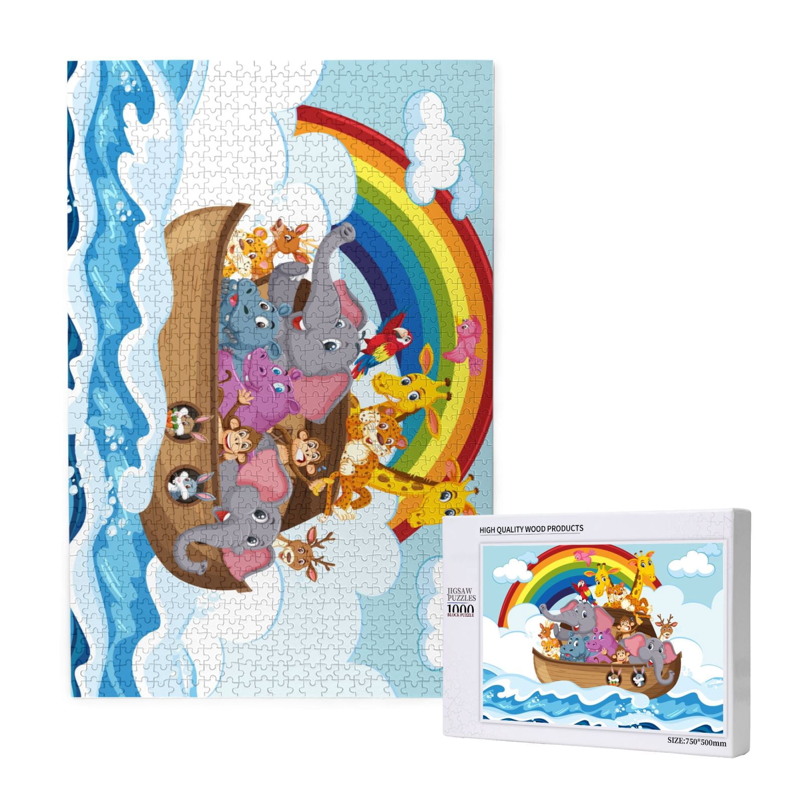 Puzzles for Adults 1000 Pieces - Rainbow Animals Noah's Ark 20x30 In ...