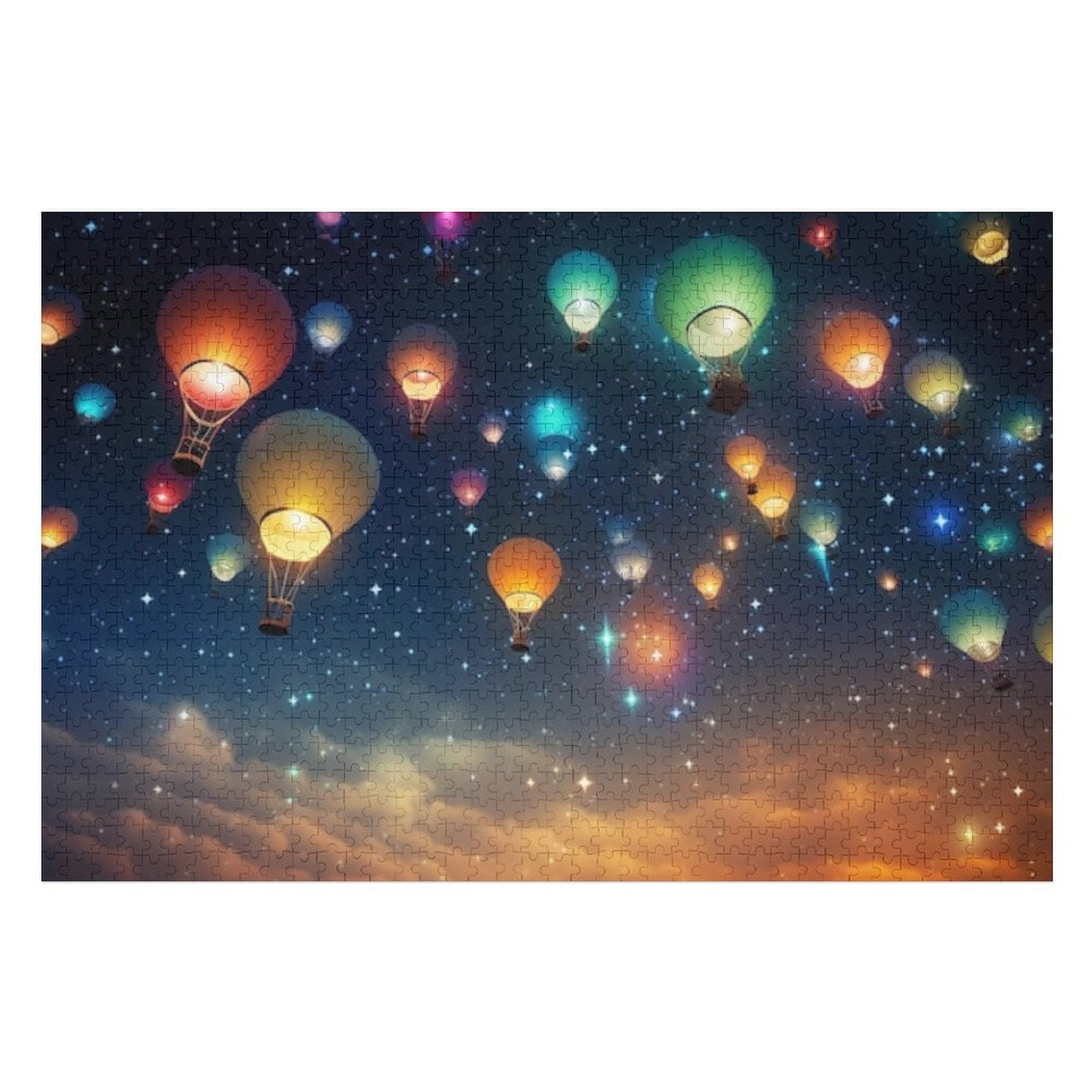 Puzzles for Adults 1000 Pieces - Rainbow Colored Hot Air Balloons ...