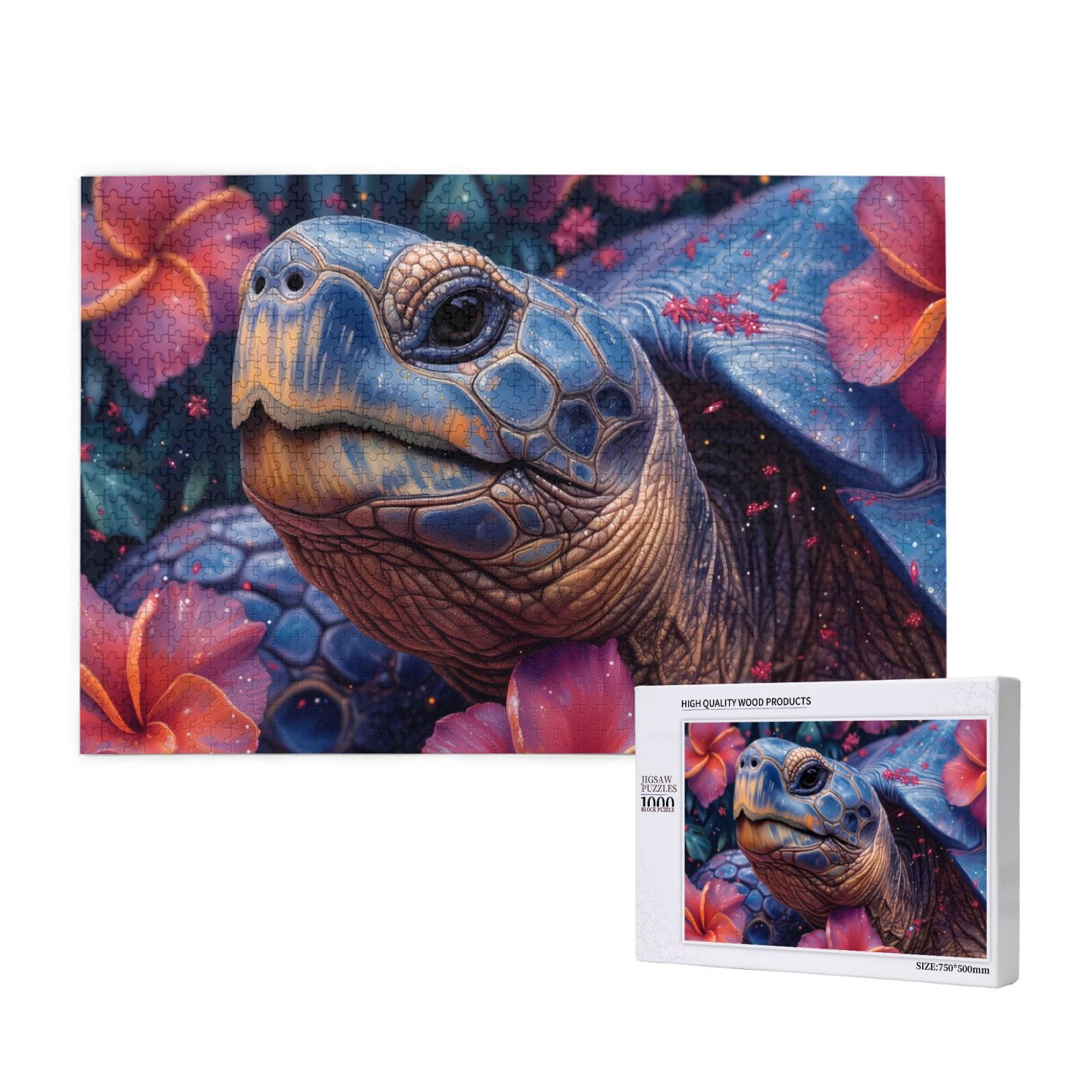 Puzzles for Adults 1000 Pieces - Realistic Flower Turtle Leisure Wooden ...