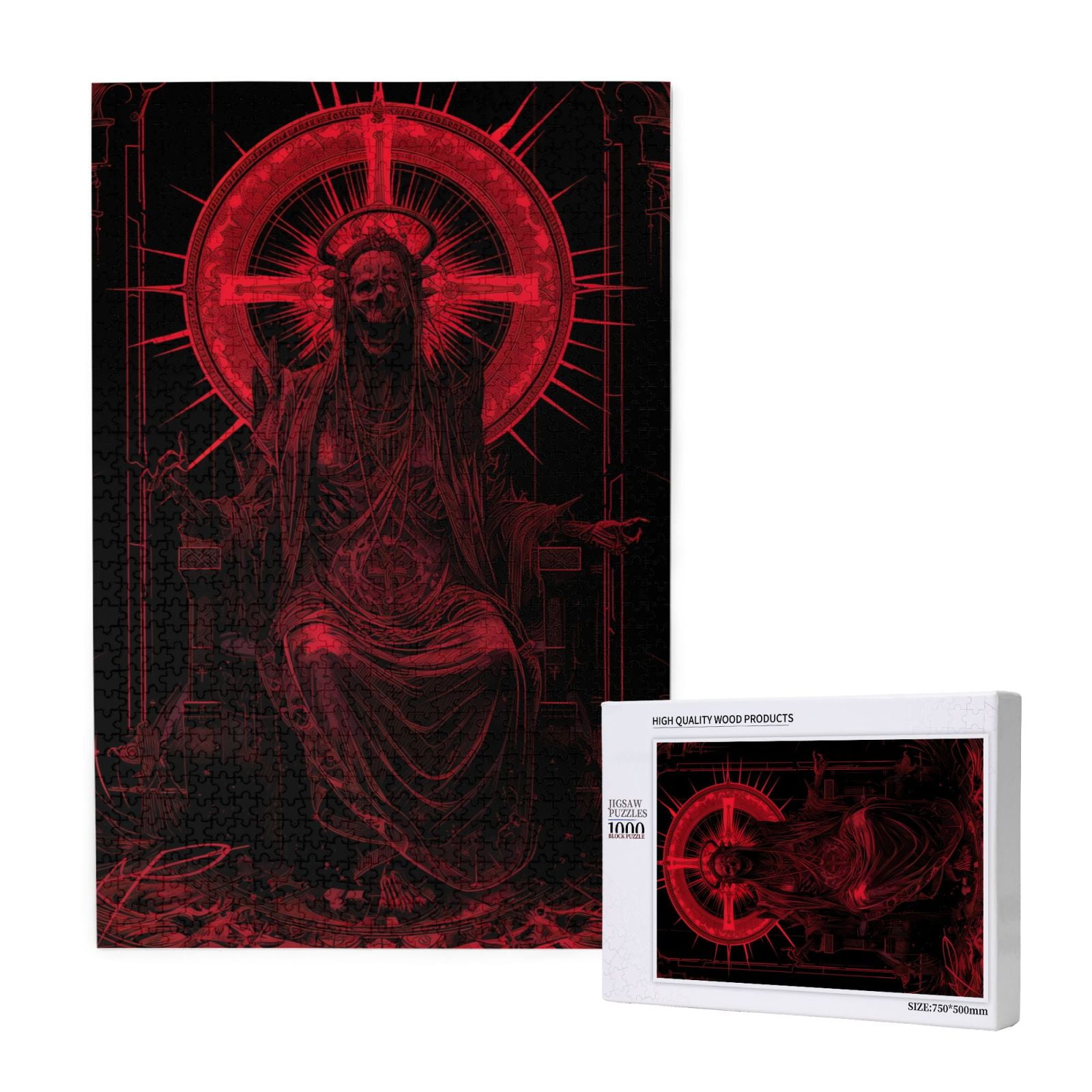 Puzzles for Adults 1000 Pieces - Red Gothic Skeleton Throne 20x30 In ...