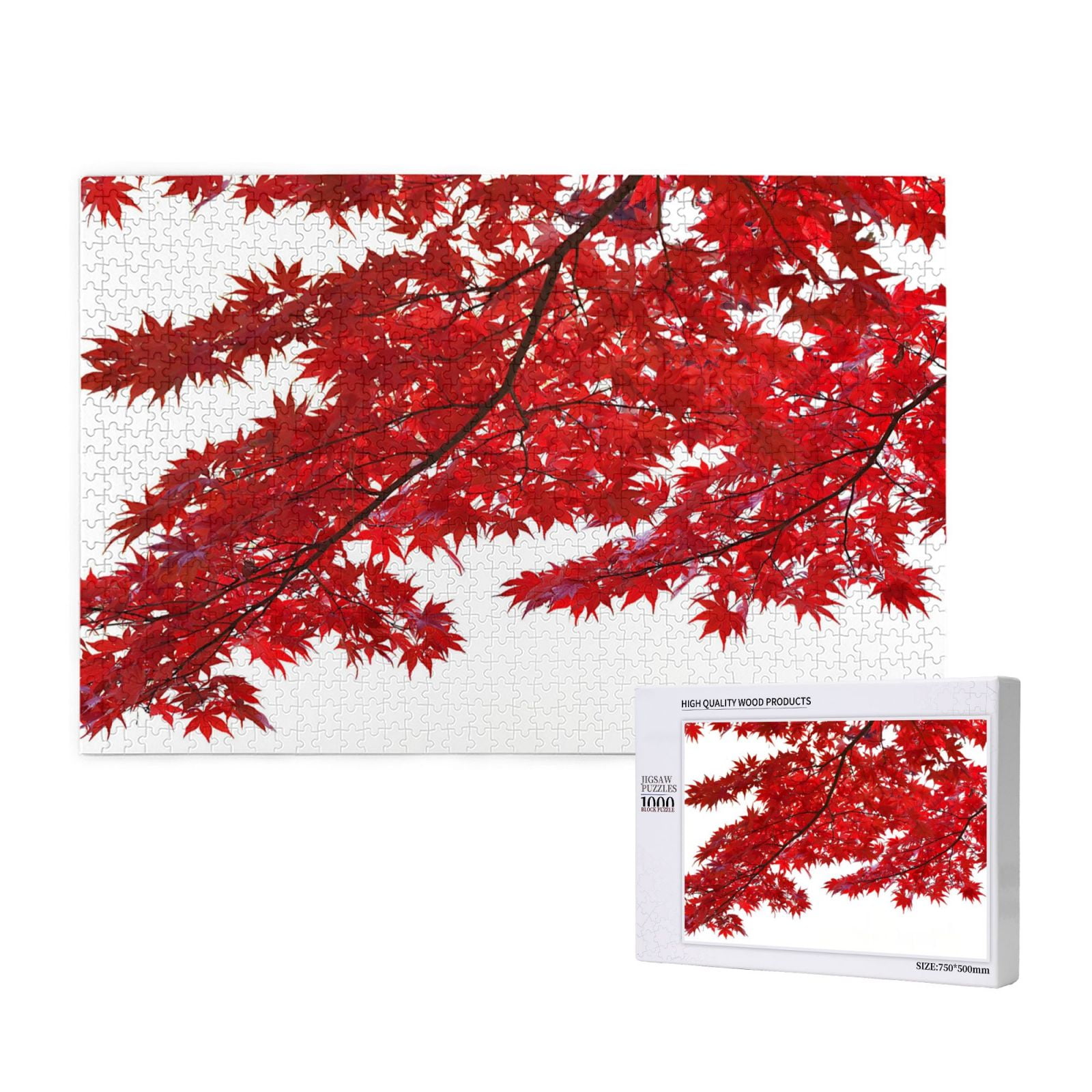 Puzzles for Adults 1000 Pieces - Red Maple Leaf Leisure Wooden Jigsaw ...