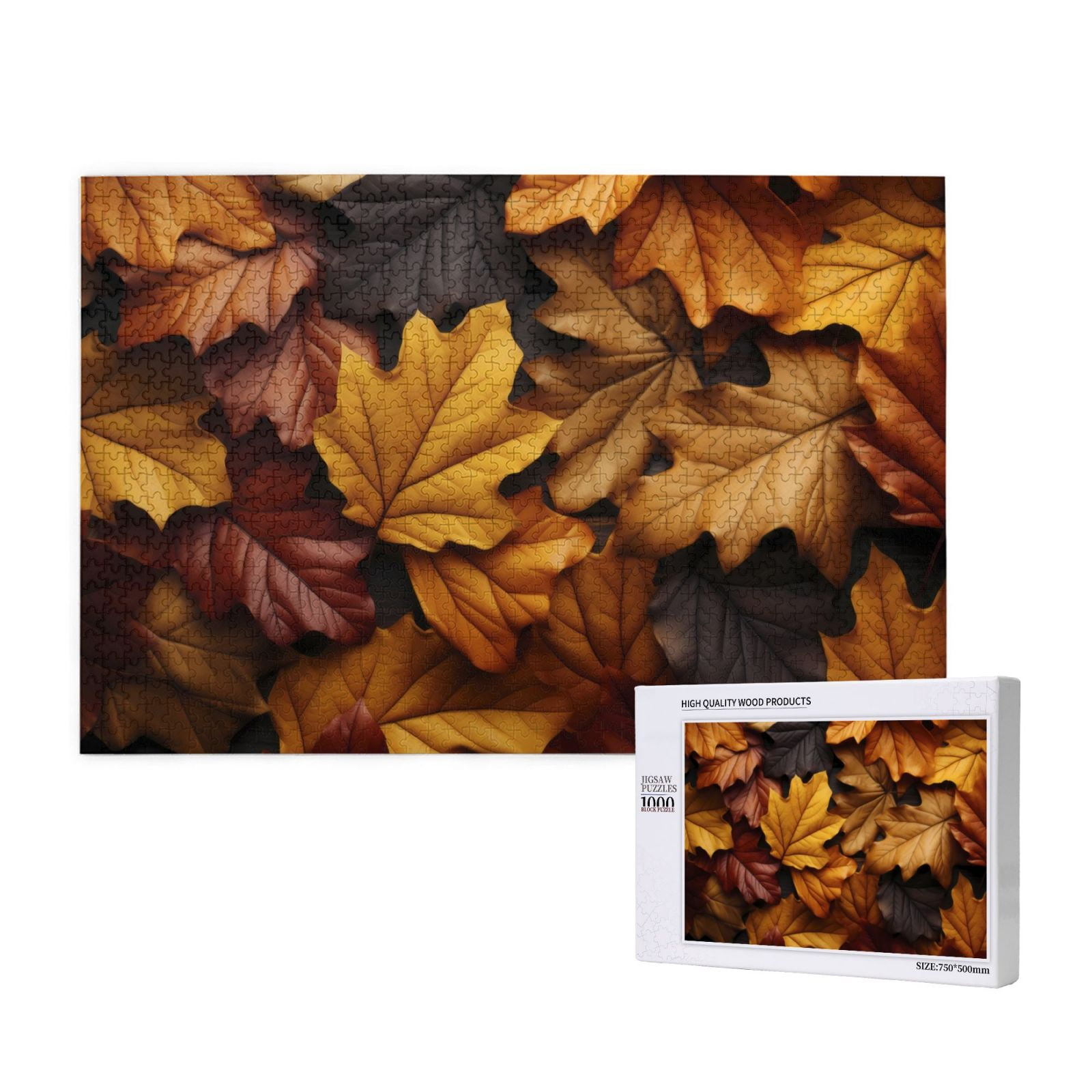 Puzzles for Adults 1000 Pieces - Rich Autumn Maple Leaf Texture Leisure ...